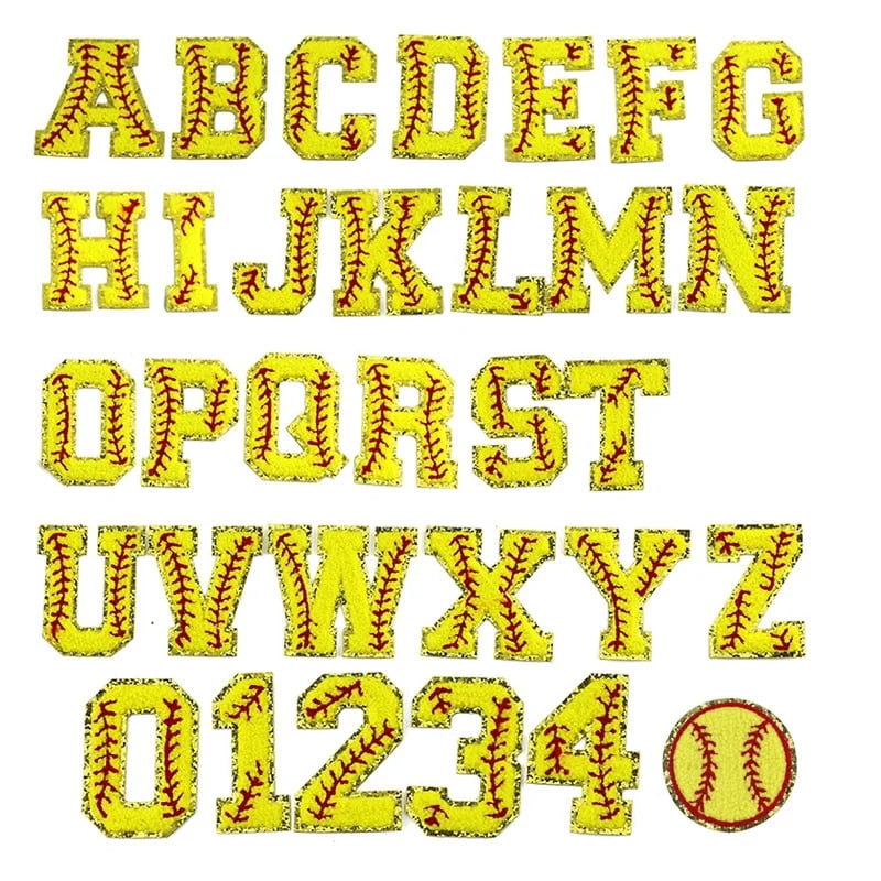 Iron on Patches 7cm Baseball Letter Patches A-Z Varsity Letters Digit ...