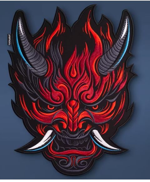Iron on patch for jacket, Oni Japanese demon patch for custom vest ...