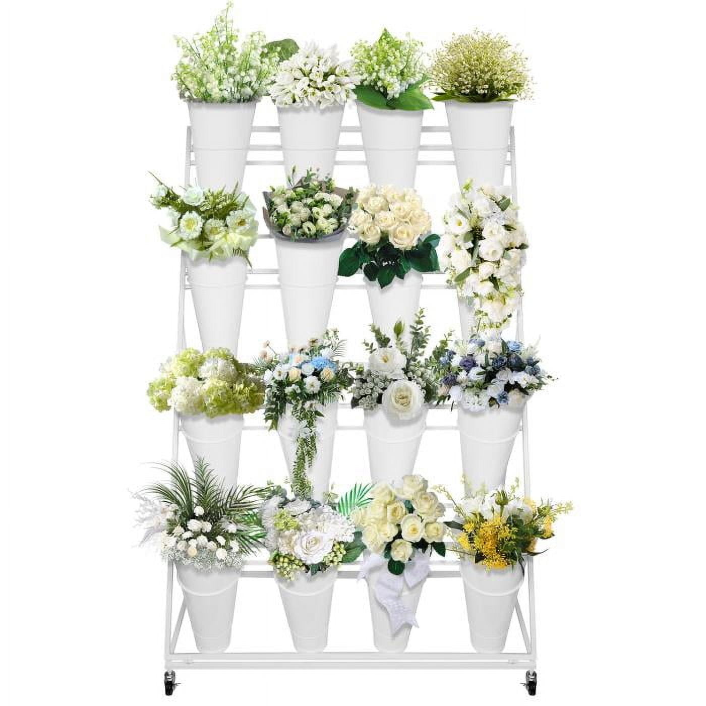 Iron ,round and white flower rack,movable flower rack for indoor ...