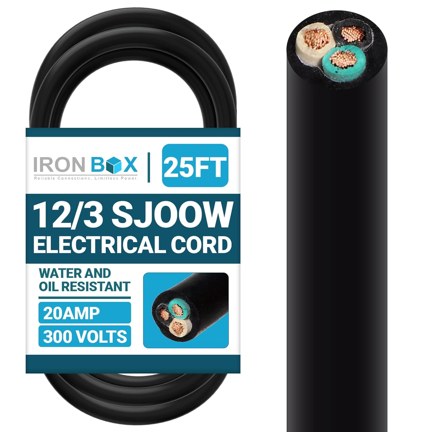 IronBox Electric Bulk 12/3 SJOOW Electrical Cord - 20A,300V Max Rating ...