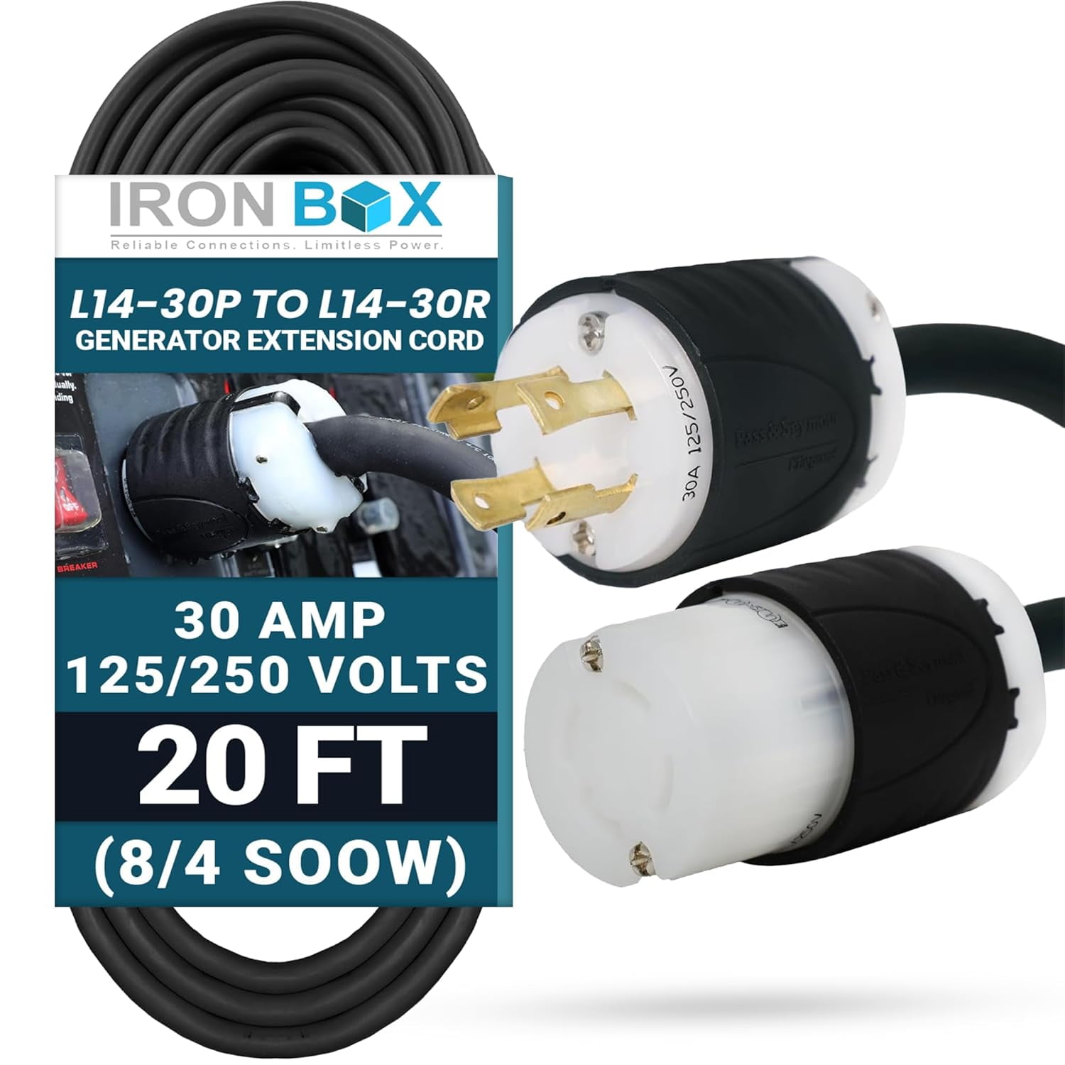 IronBox Electric - Heavy-Duty NEMA L14-30 Generator Extension Cord ...