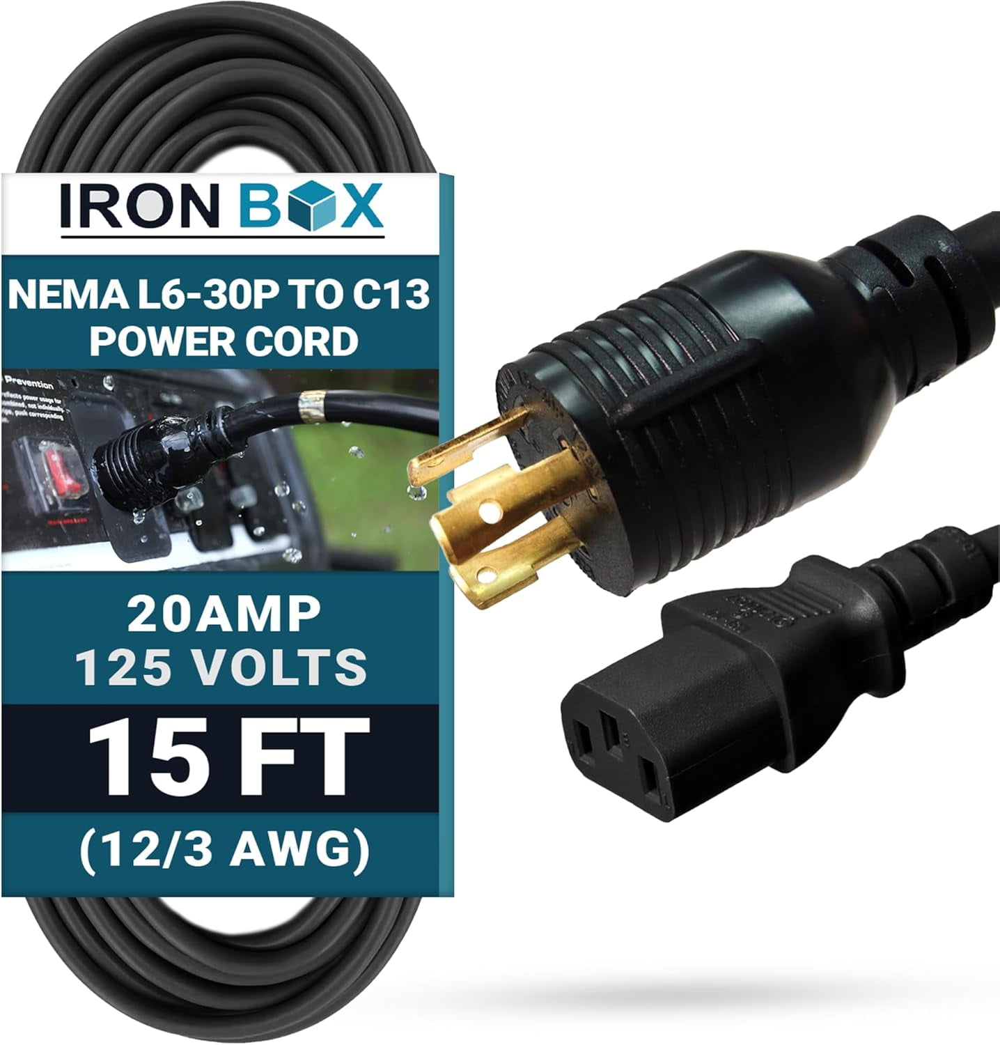 IronBox Electric - L6-30 Extension Cord - L6-30P Plug to L6-30R Connector - 10/3 SJOOW Cable ...