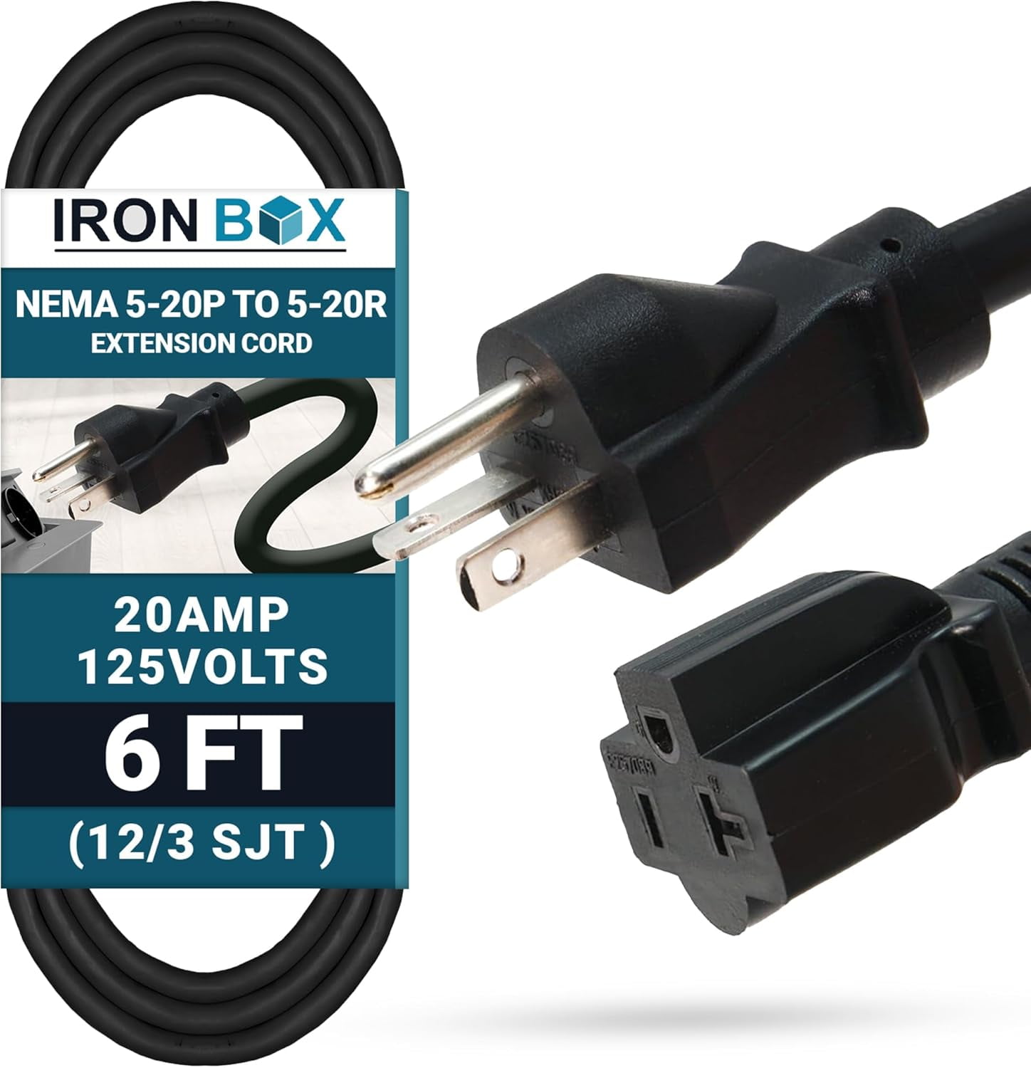 IronBox Electric NEMA 5-20P to 5-20R Extension Cord - 20A, 125V,12/3 ...