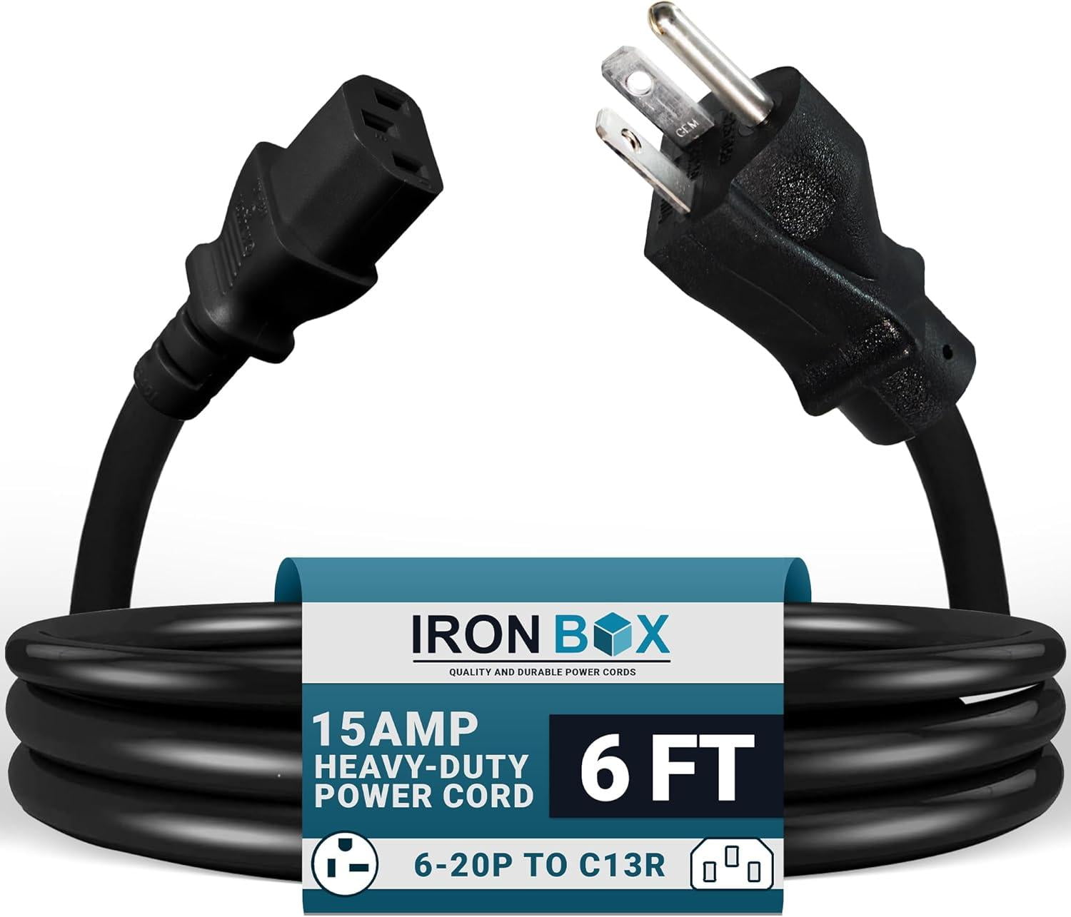 IronBox Electric - NEMA 6-20P Plug to IEC C13 Power Cord - 15A/250V, 14 ...