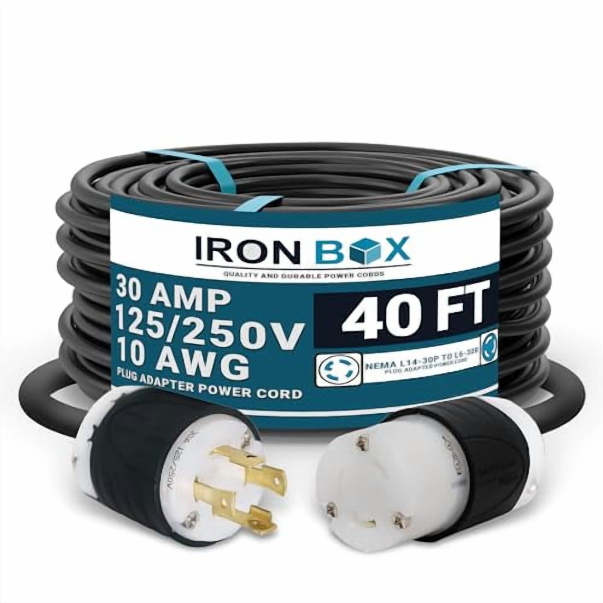 IronBox Electric NEMA L14-30P to L6-30R Plug Adapter Power Cord - 30A, 10 AWG, 125/250V - Heavy ...