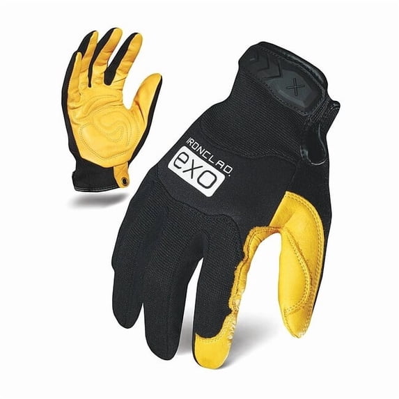 EXO Mechanics Gloves, Gold Goat Leather Palm, Polyester Back, M, Black ...