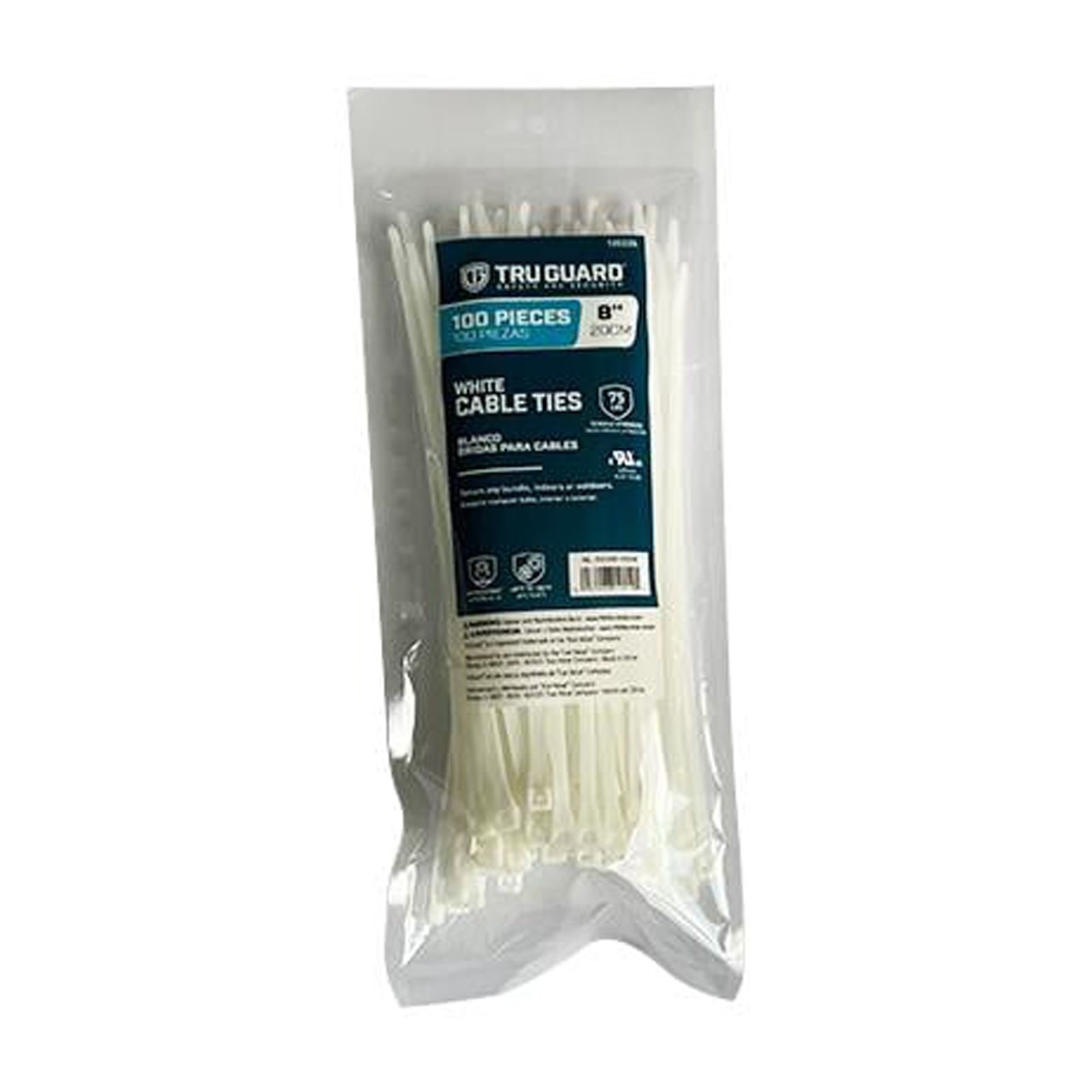 Ironcube Works 120224 8 in. Tru-Guard Nylon Cable Tie, White - Pack of ...