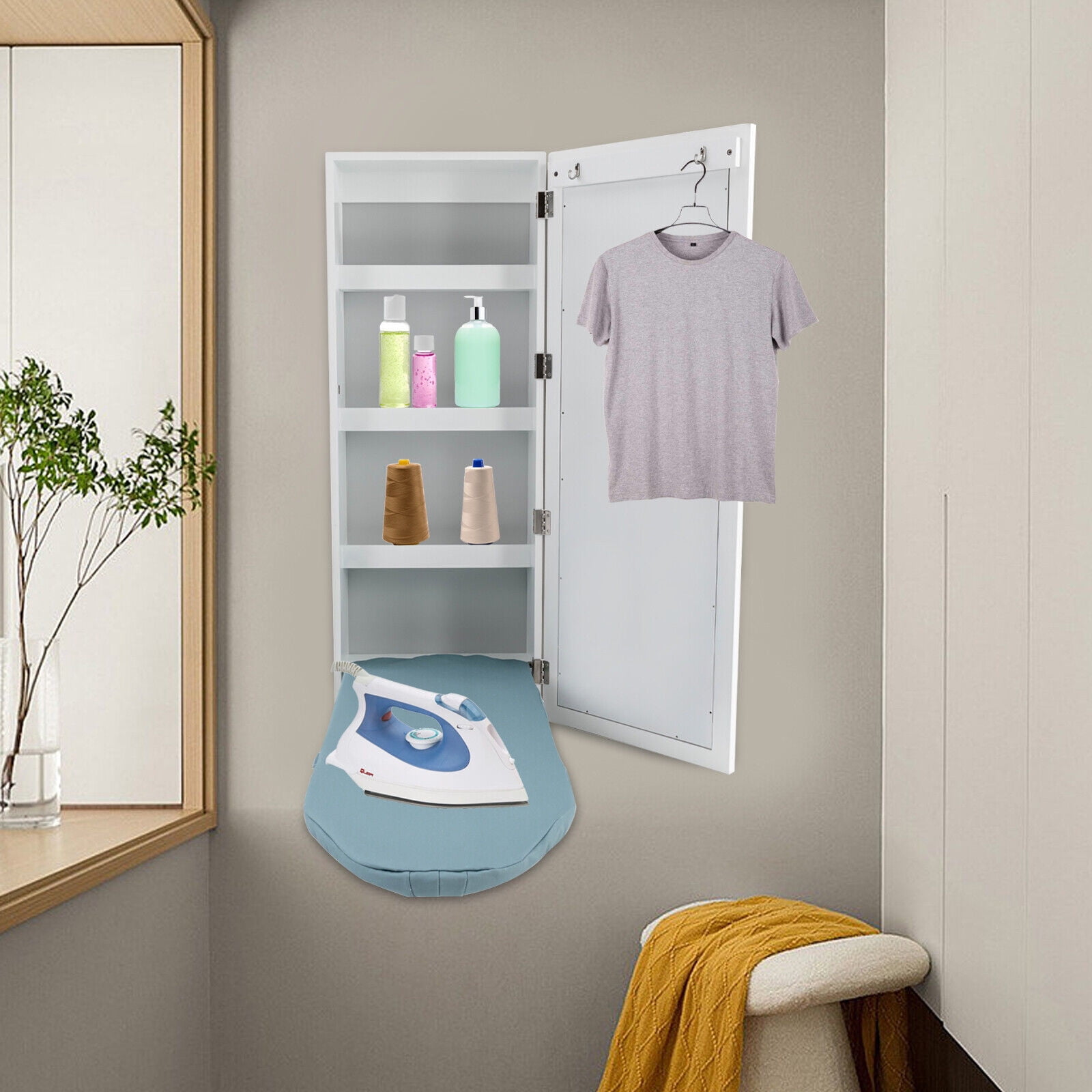 Ironing Board Cabinet Wall Mounted Storage Hidden Storage Shelves with ...