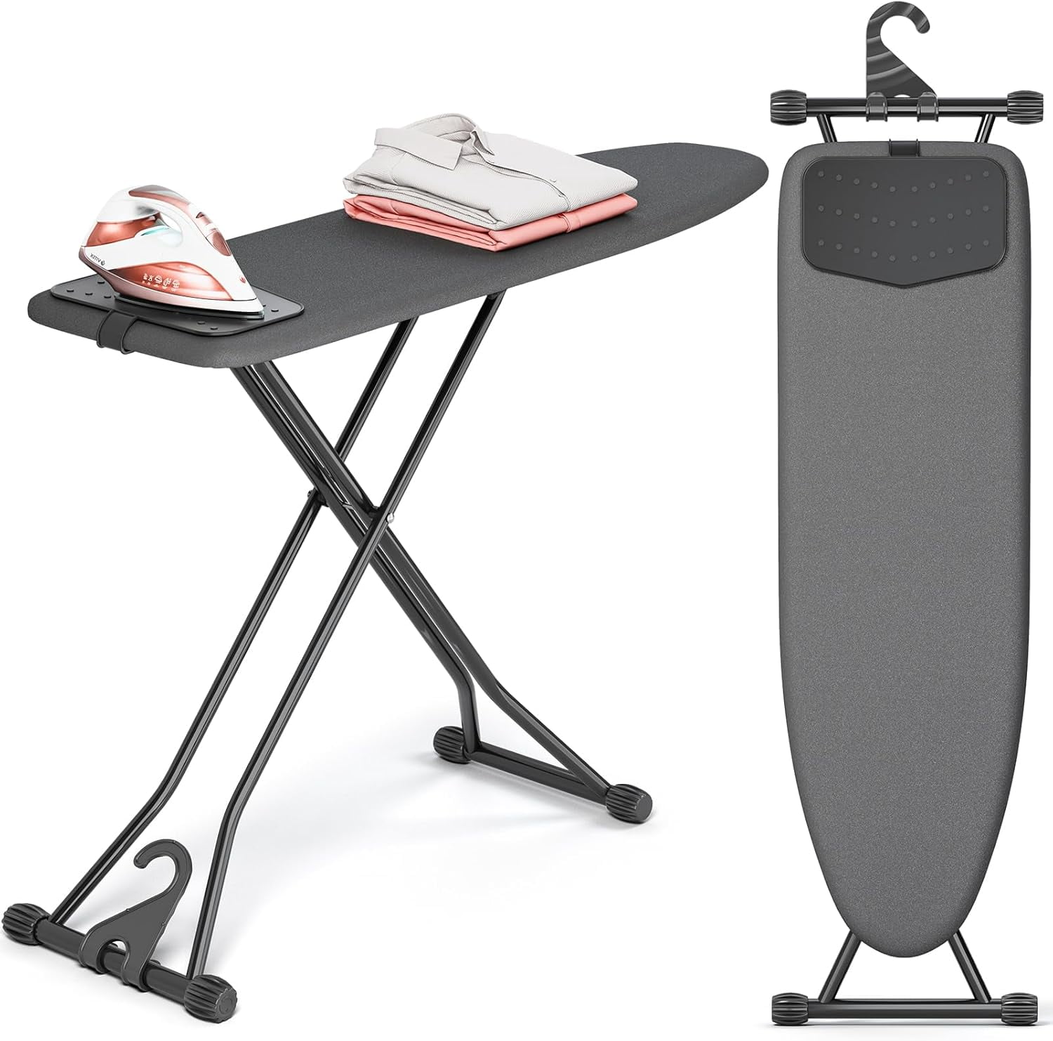 Ironing Board, Compact Iron Board with Silicon Mat, Foldable Ironing ...