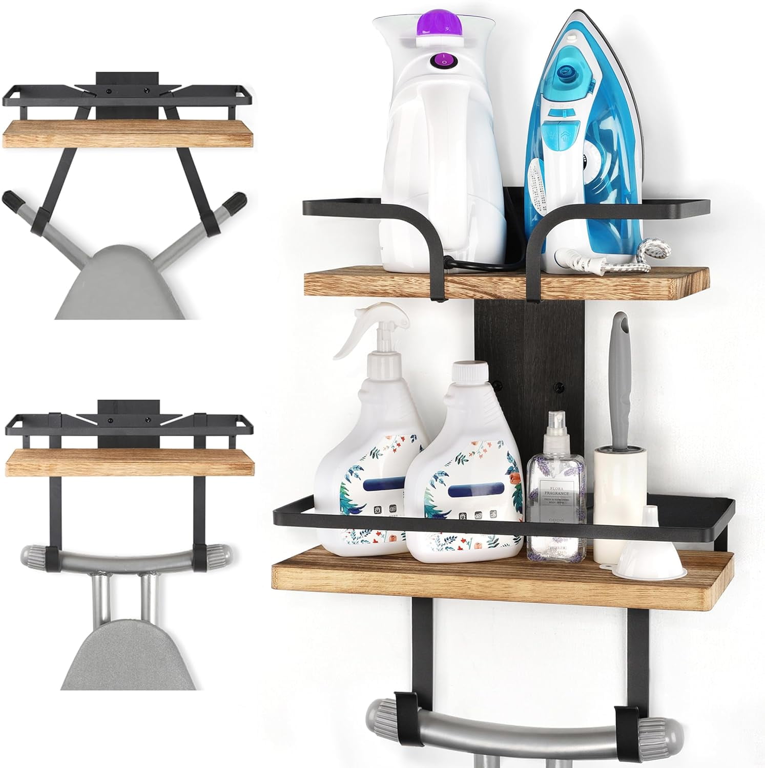 Ironing Board Hanger Wall Mount, 2-Layer Iron and Holder, Laundry Room ...