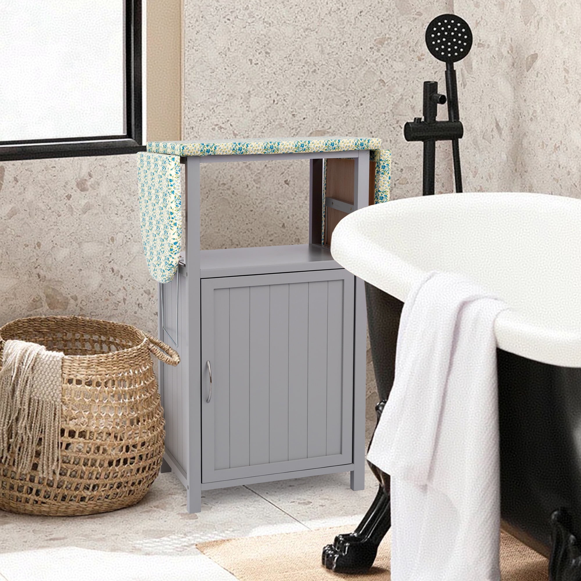 Ironing Board With Storage, Folding Ironing Board Station with Cabinet ...