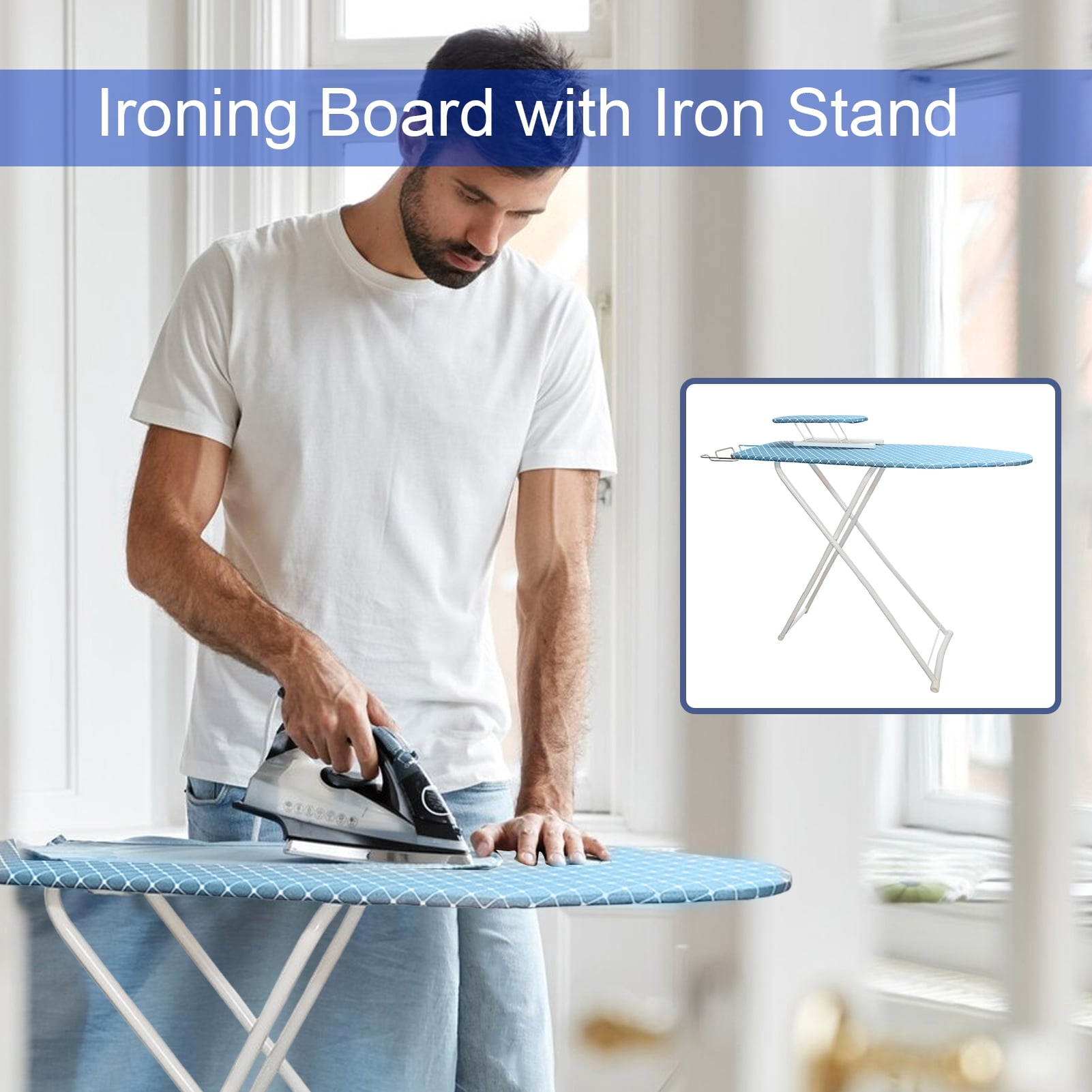 Ironing Board with Iron Stand, Height Adjustable Ironing Board 36-inch ...