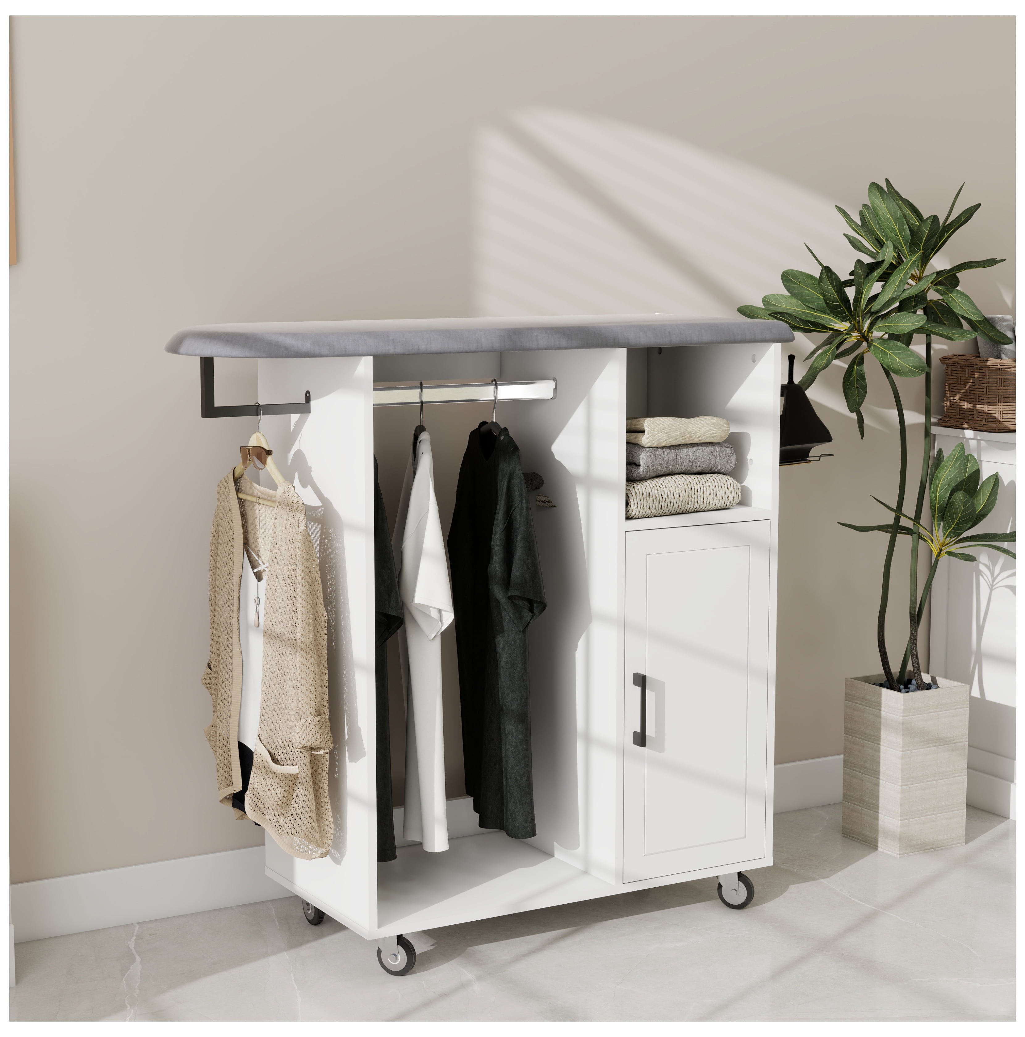 Ironing Cart with Rolling Ironing Board, Multipurpose Ironing Cabinet ...