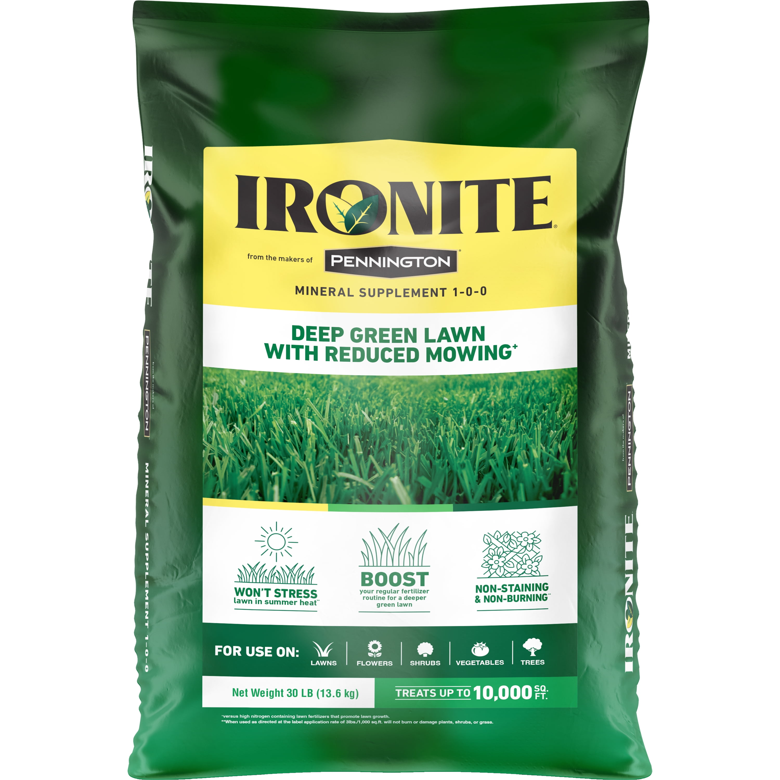 Ironite Mineral Supplement by Pennington, 1-0-0 Fertilizer, 30 lbs ...