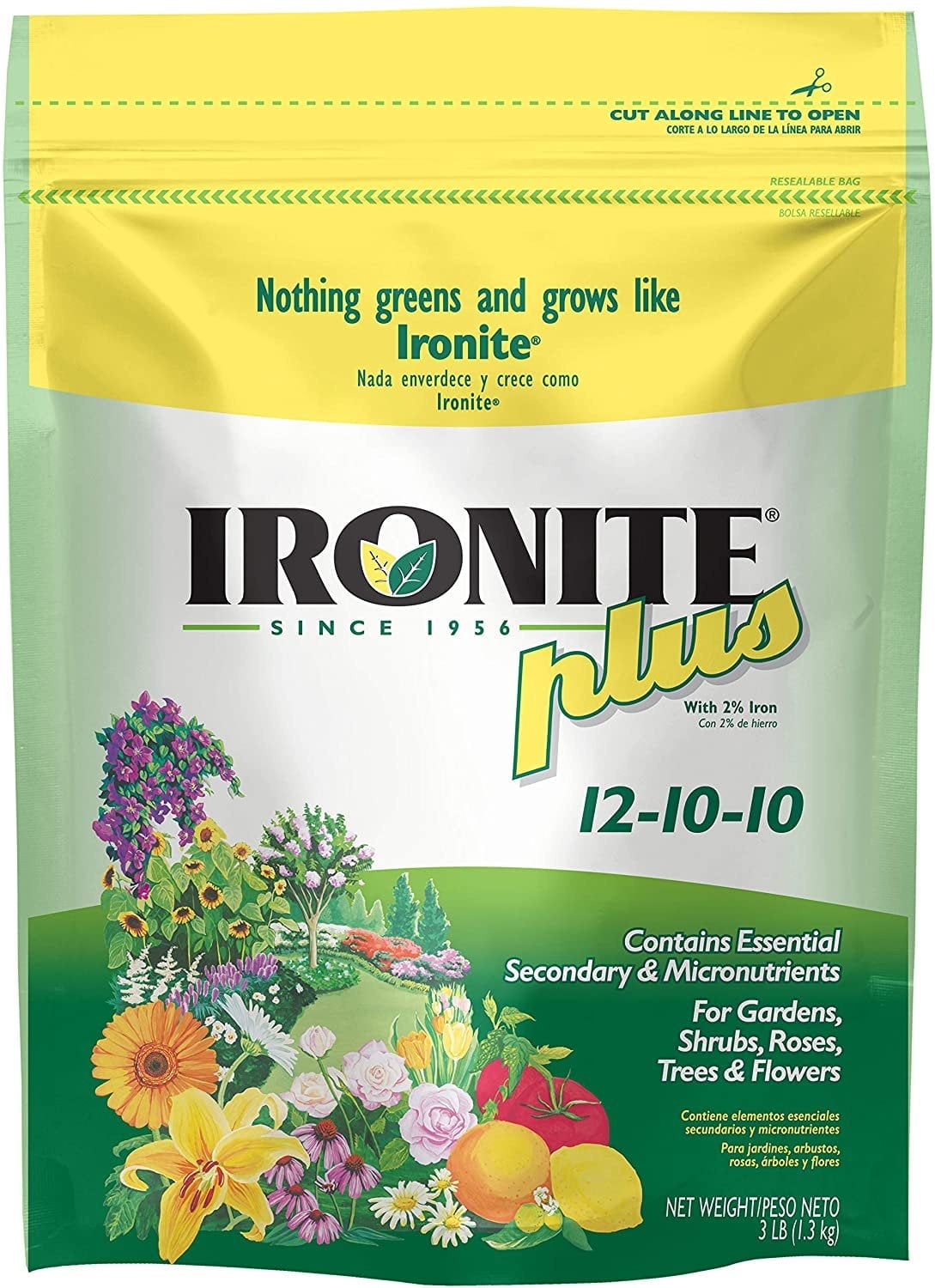 Ironite Plus 12-10-10 Fertilizer: Lawn & Plant Food Compound with Potassium & Sulfate, 3 lb ...
