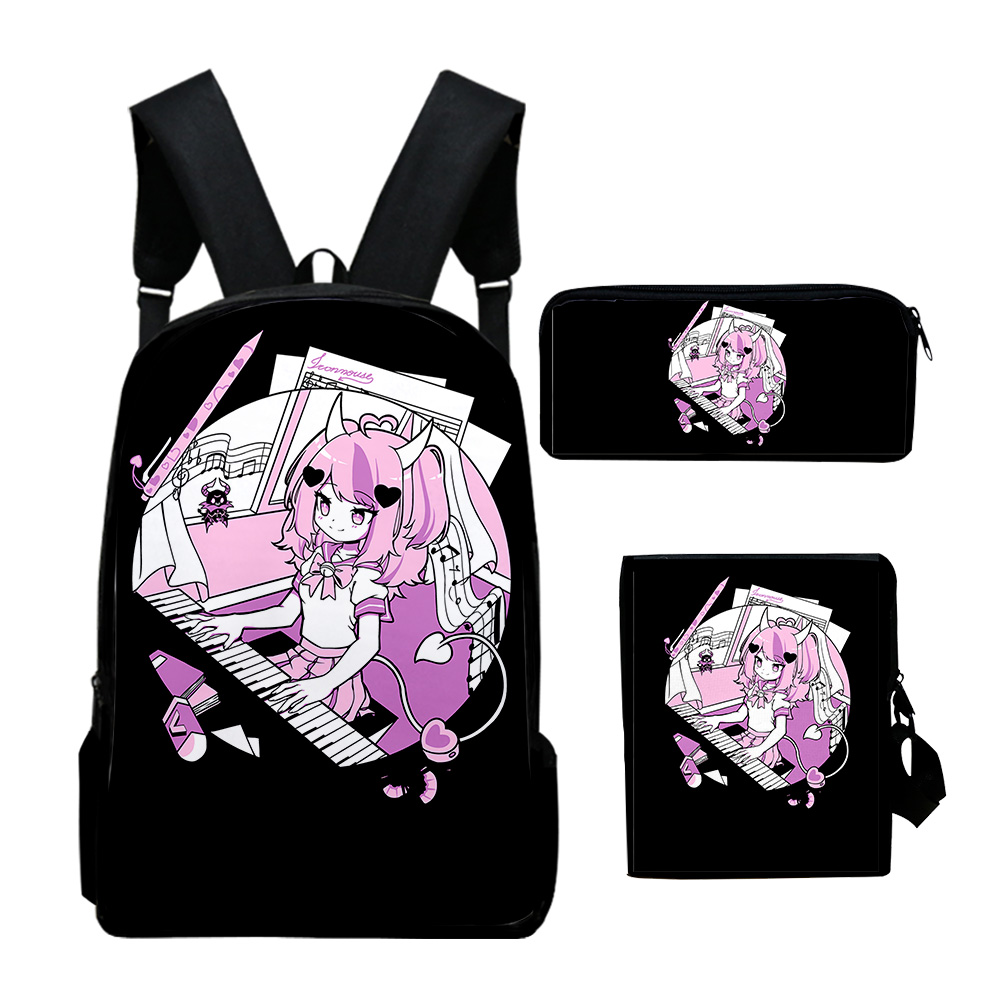 Ironmouse Cute New Cartoon 3pcs/set Zipper Backpack 3D Print Waist Bag ...