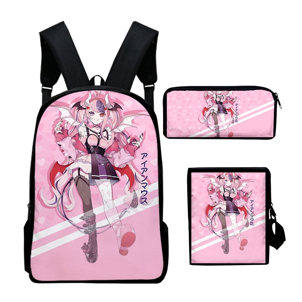 Ironmouse Cute New Cartoon 3pcs/set Zipper Backpack 3D Print Waist Bag ...