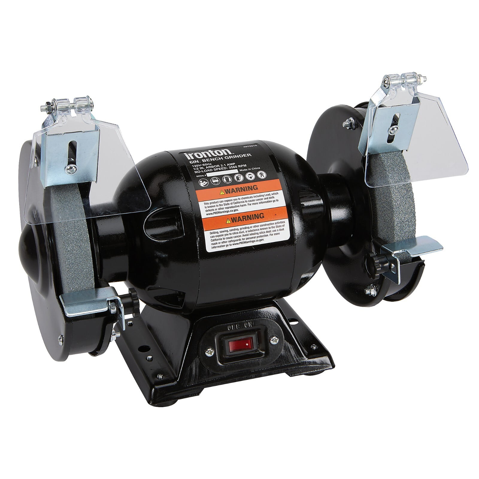 Ironton Benchtop Grinder with 6in. Wheel, 2.1 Amps, 1/2 HP, 3560 RPM ...