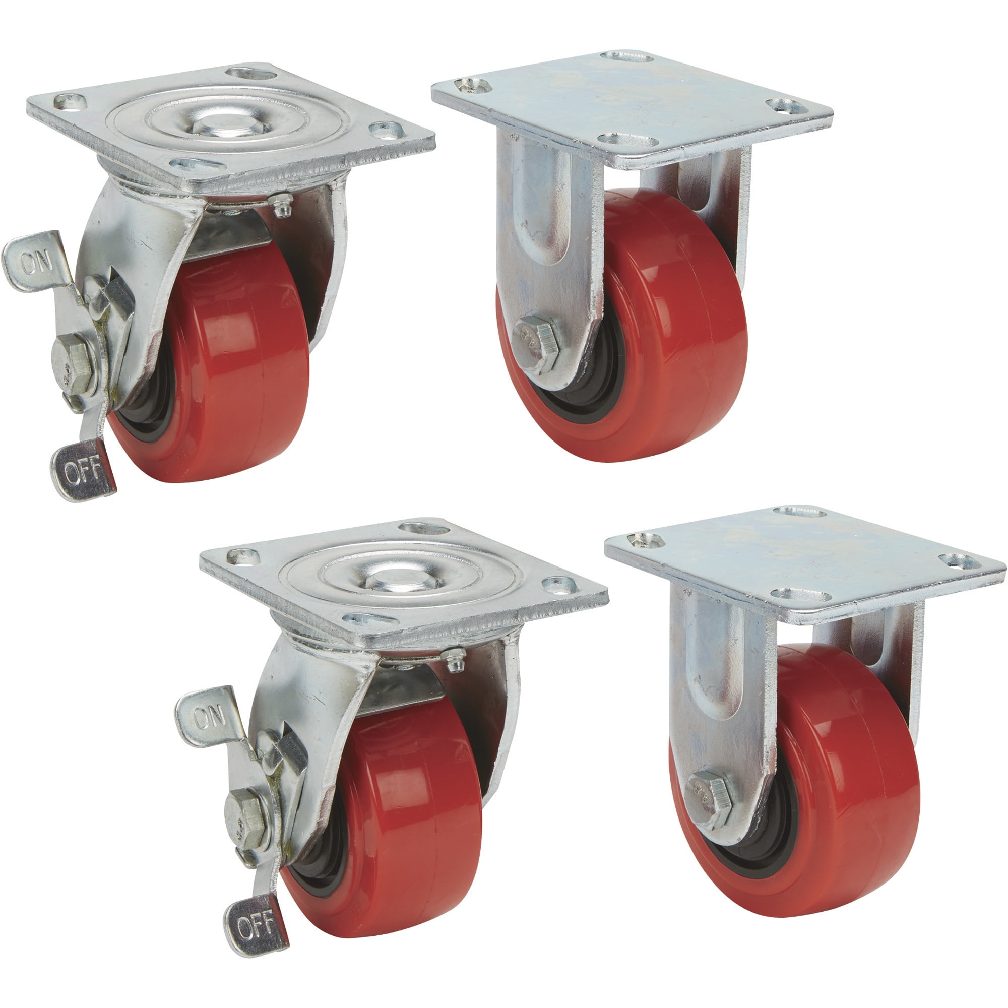 Ironton Nonmarking 4in. Polyurethane Casters, 4-Pack, 2200-Lb. Capacity Per Set (550 lbs. Each ...
