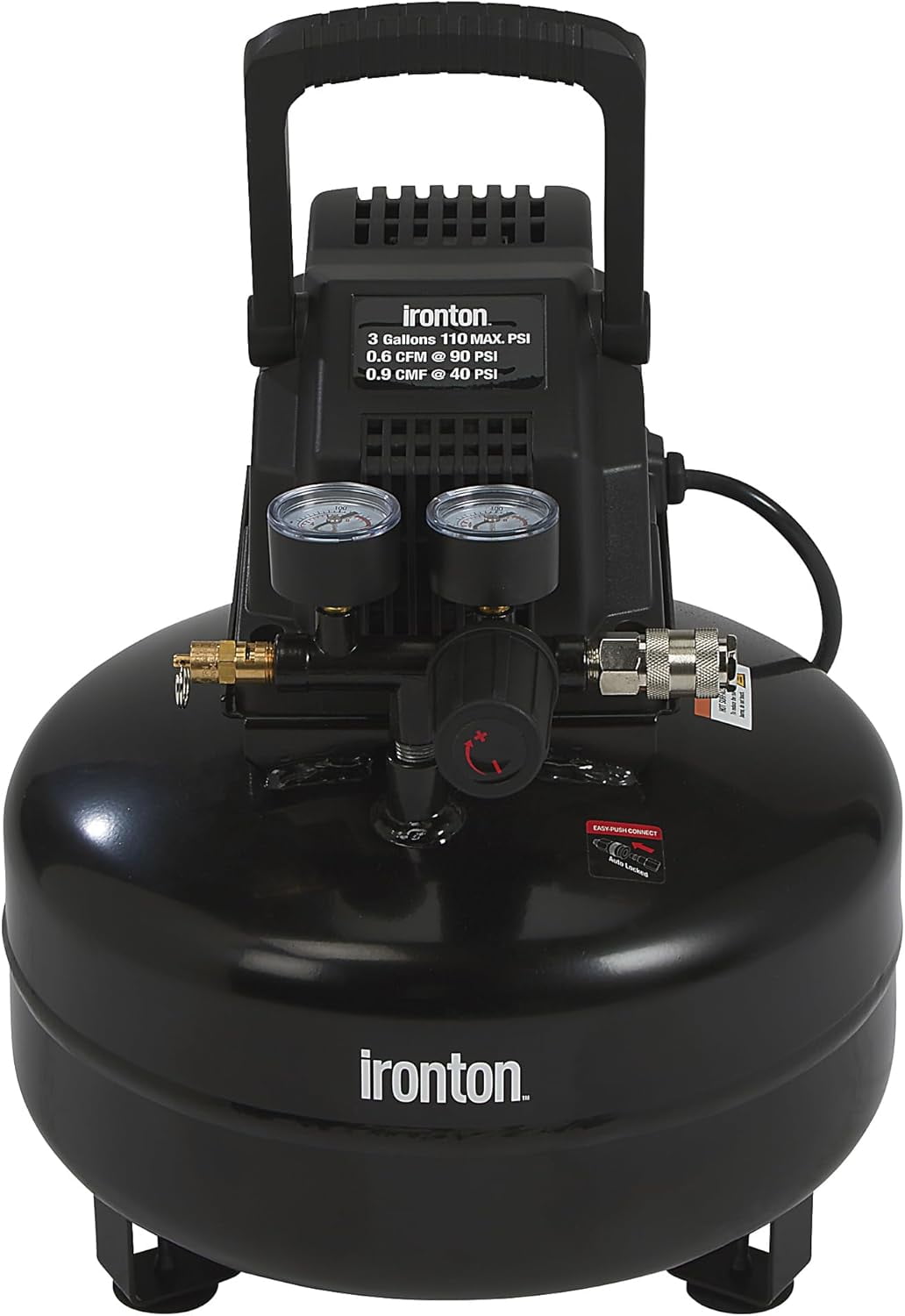 Ironton Oil-Free Pancake Air Compressor, 0.3 HP, 3 Gallons, 110 PSI ...