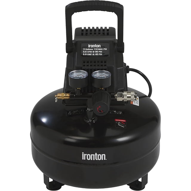 Ironton Oil-Free Pancake Air Compressor, 0.3 HP, 3 Gallons, 110 PSI ...