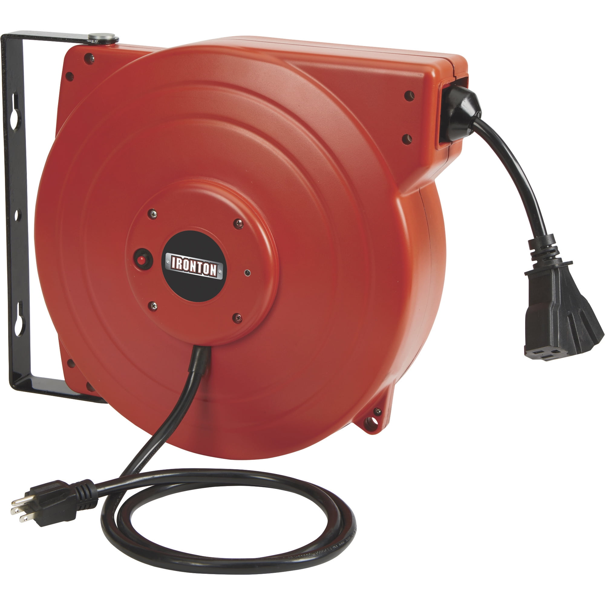 Ironton Retractable Extension Cord Reel with Triple Tap, 65ft., 12/3 ...
