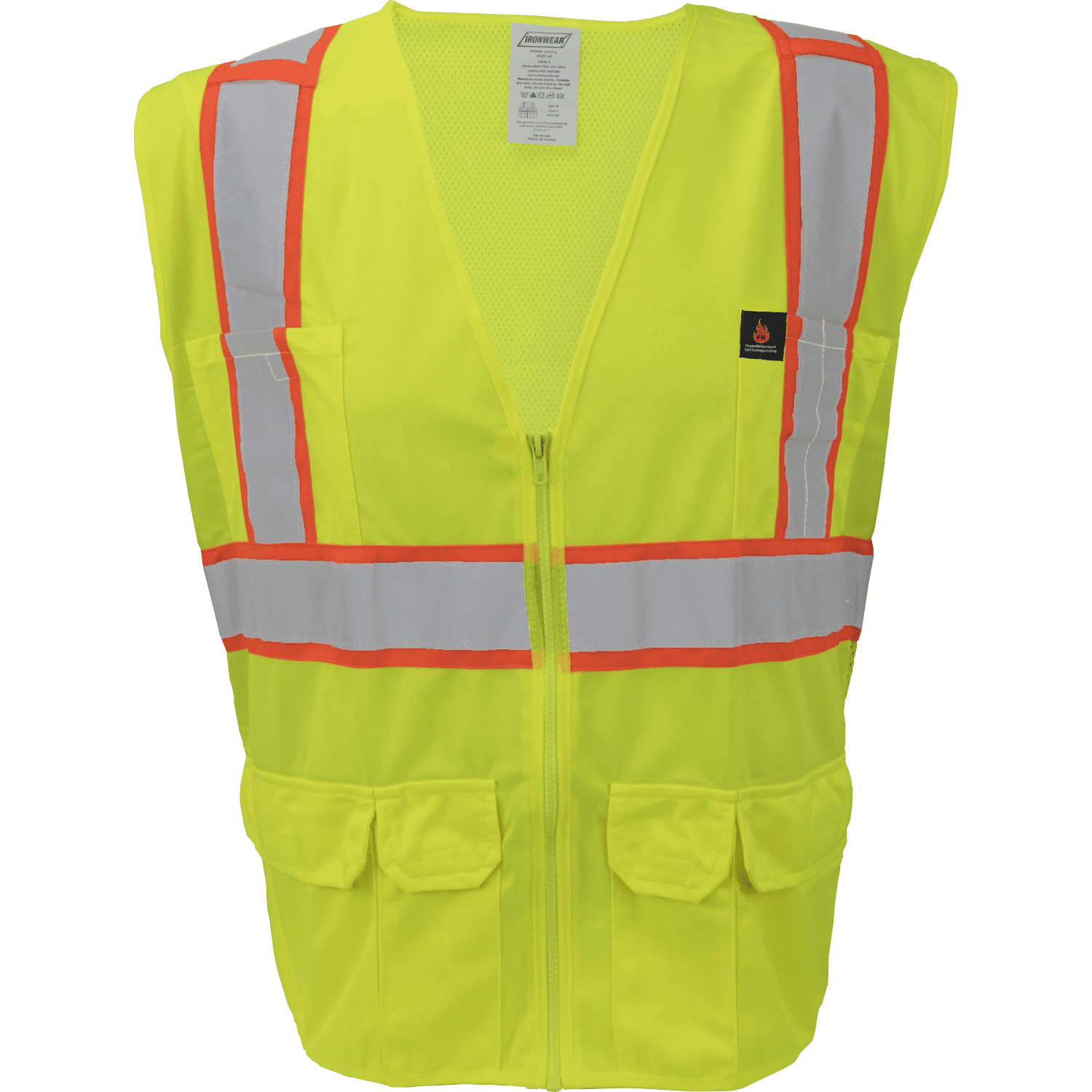 Ironwear 1277 Class 2 Flame-Retardant Surveyor Safety Vest w/ Zipper ...
