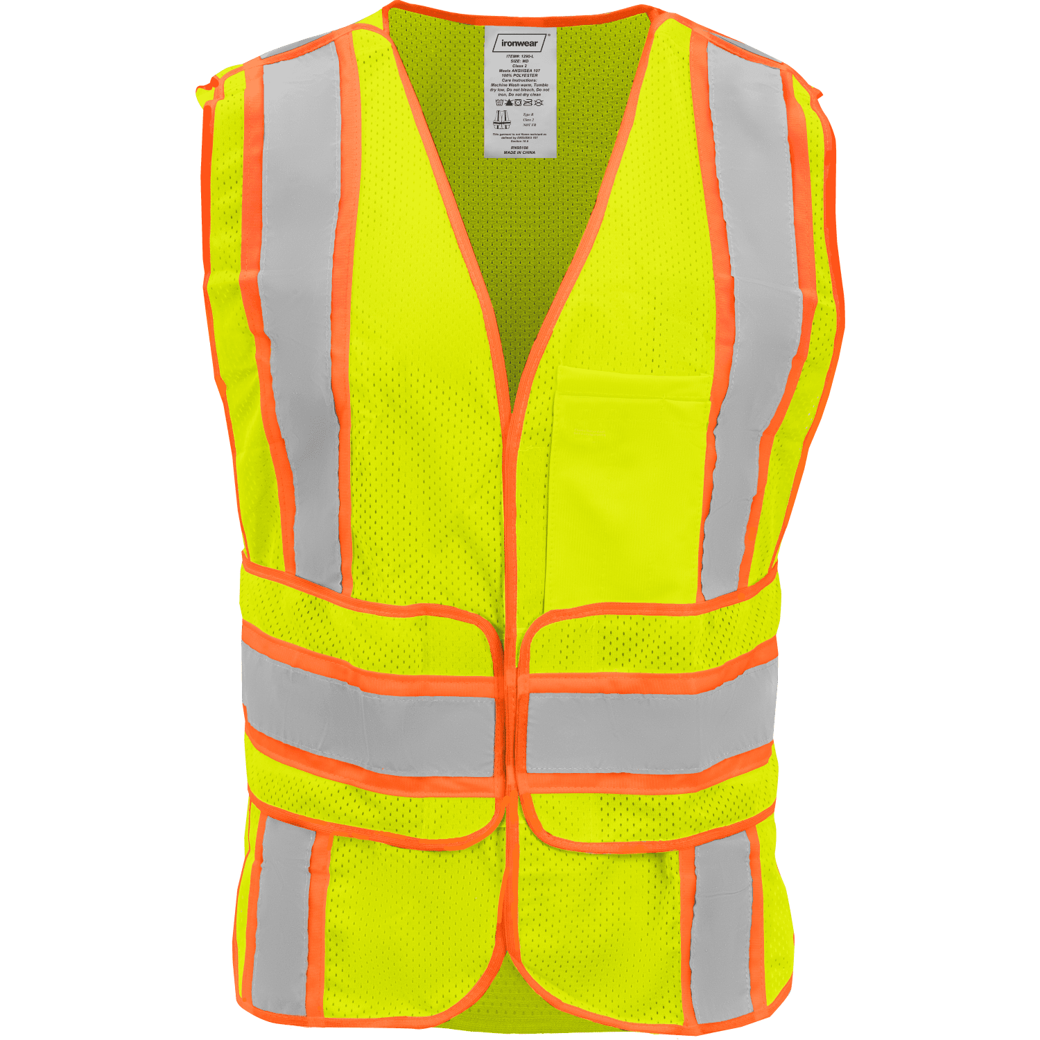 Ironwear 1290 Class 2 Breakaway Safety Vest w/ Wraparound Hook & Loop ...