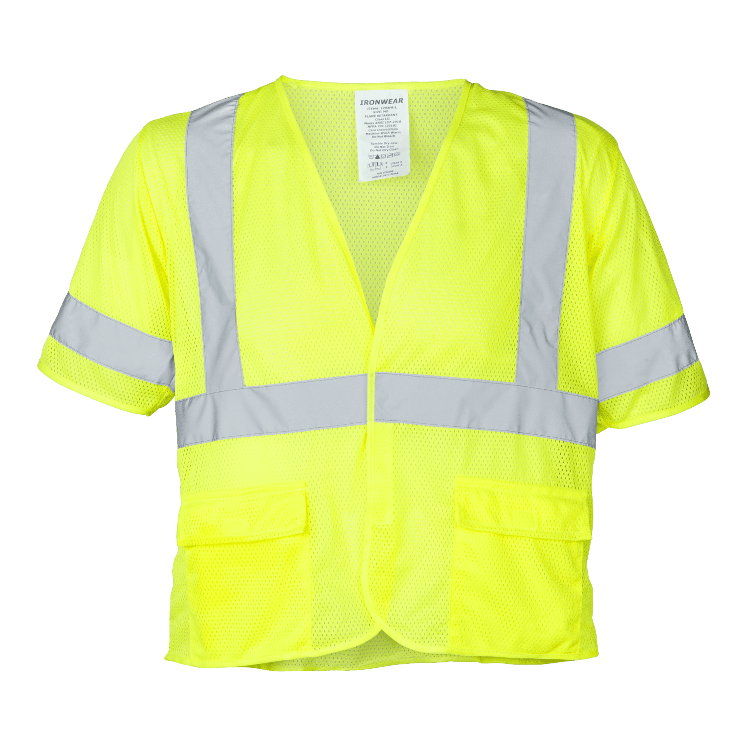 Ironwear 1294 Class 3 Flame-Retardant Polyester Mesh Vest w/ 5 Pockets ...