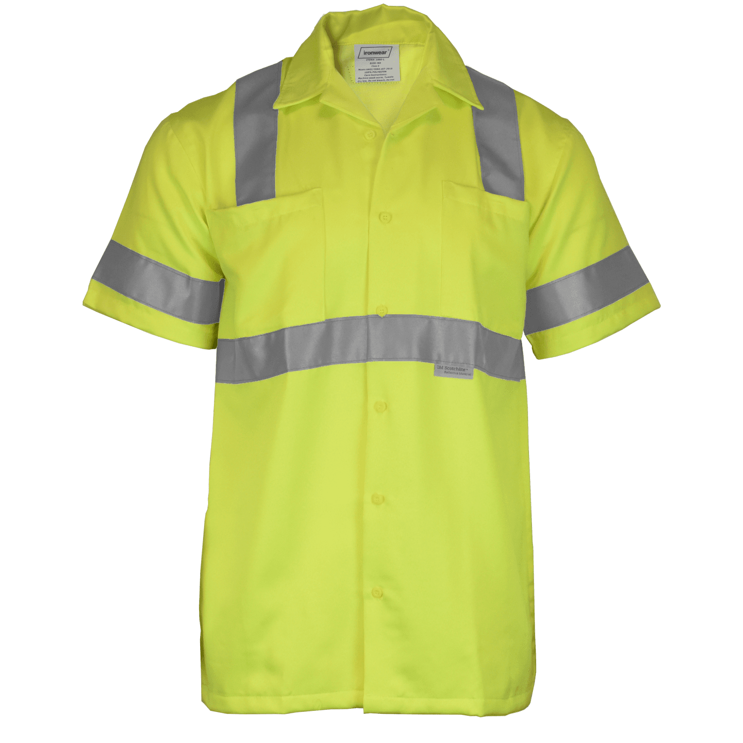 Ironwear 1860 Hi-Visibility Short Sleeve Buttoned Down Safety Work ...
