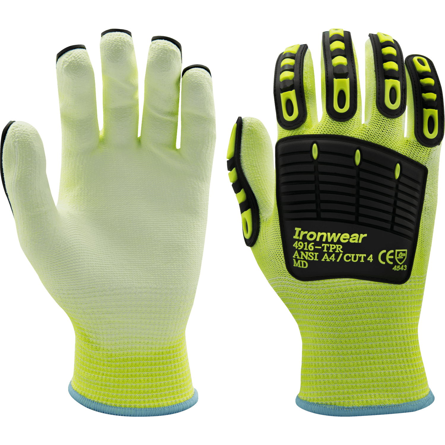 Ironwear 4916-TPR Cut Resistant Gloves Level A4 with Grip Guard (Medium ...