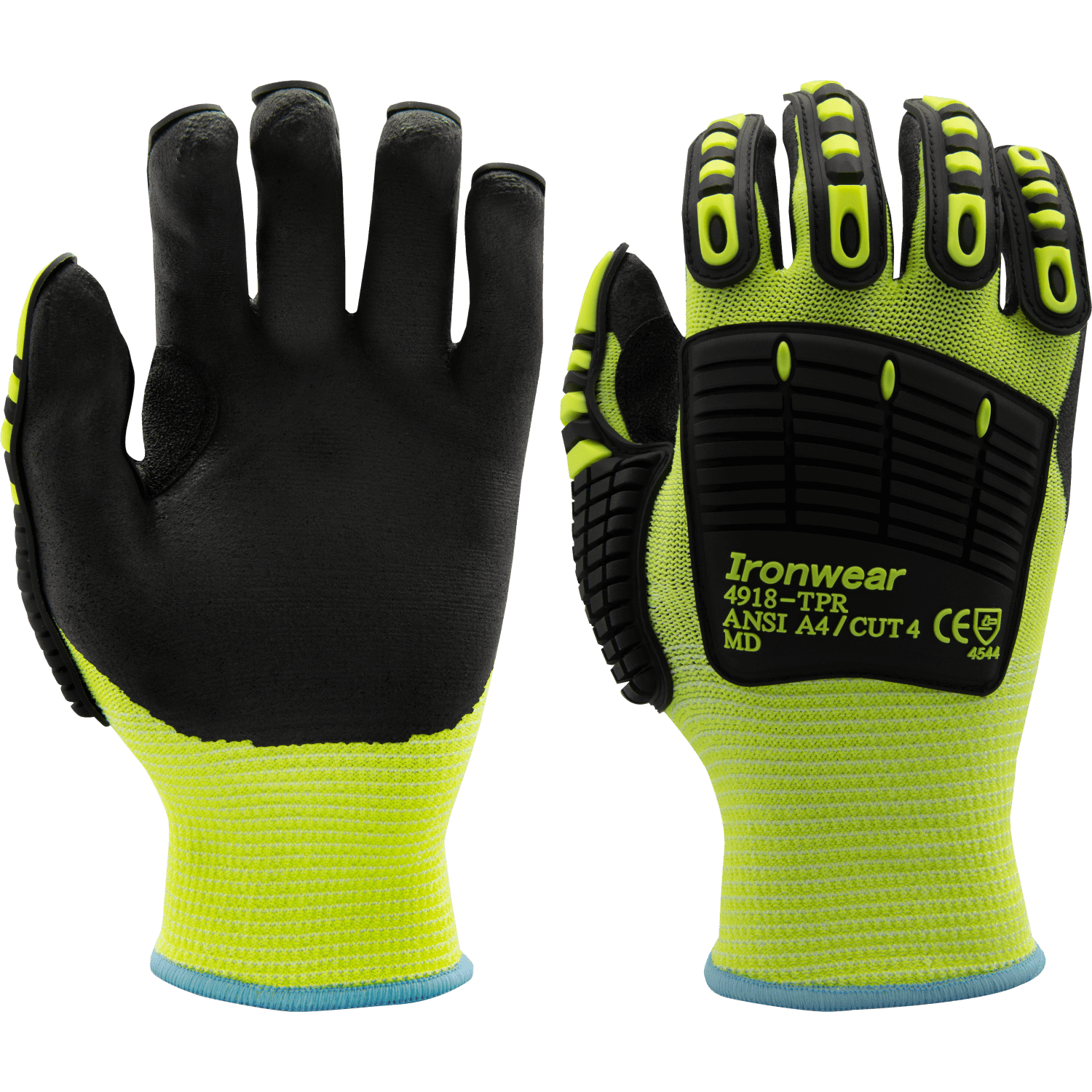 Ironwear 4918-TPR Impact and Cut Resistant Gloves with Dipped Palm ...