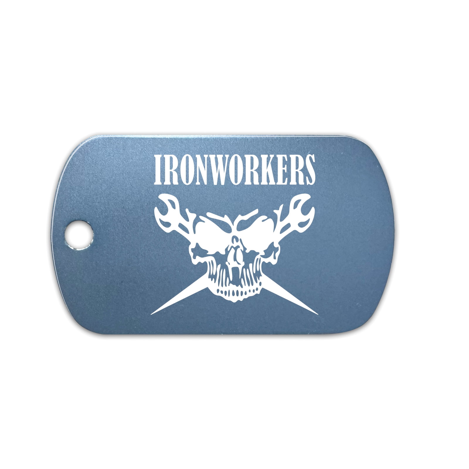 Ironworkers Skull GI Dog Tag Aluminum Keychain tradesman construction ...
