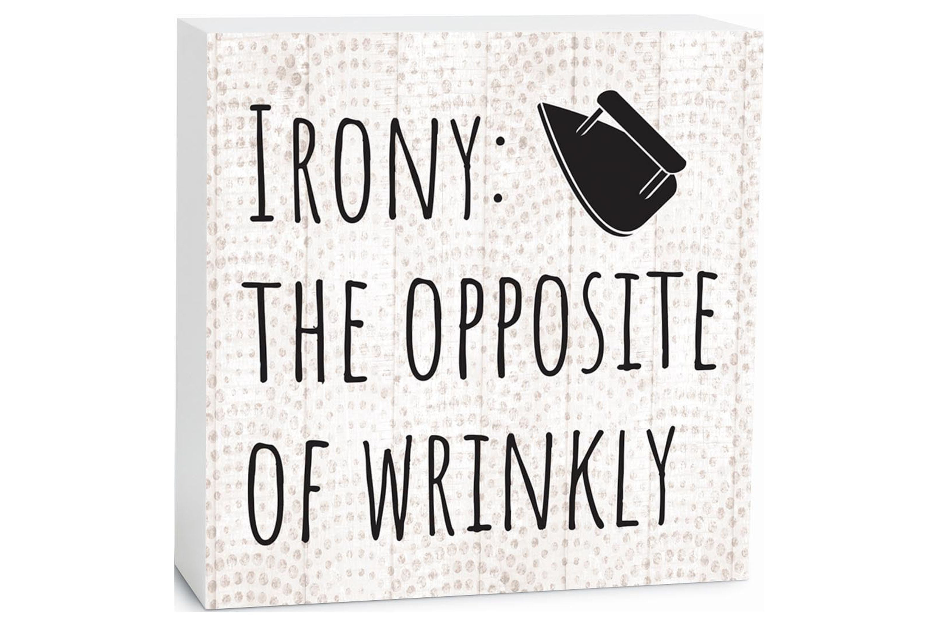 Irony Opposite Wrinkly Black Iron Dots 5 x 5 Wood Tabletop Sign Plaque ...