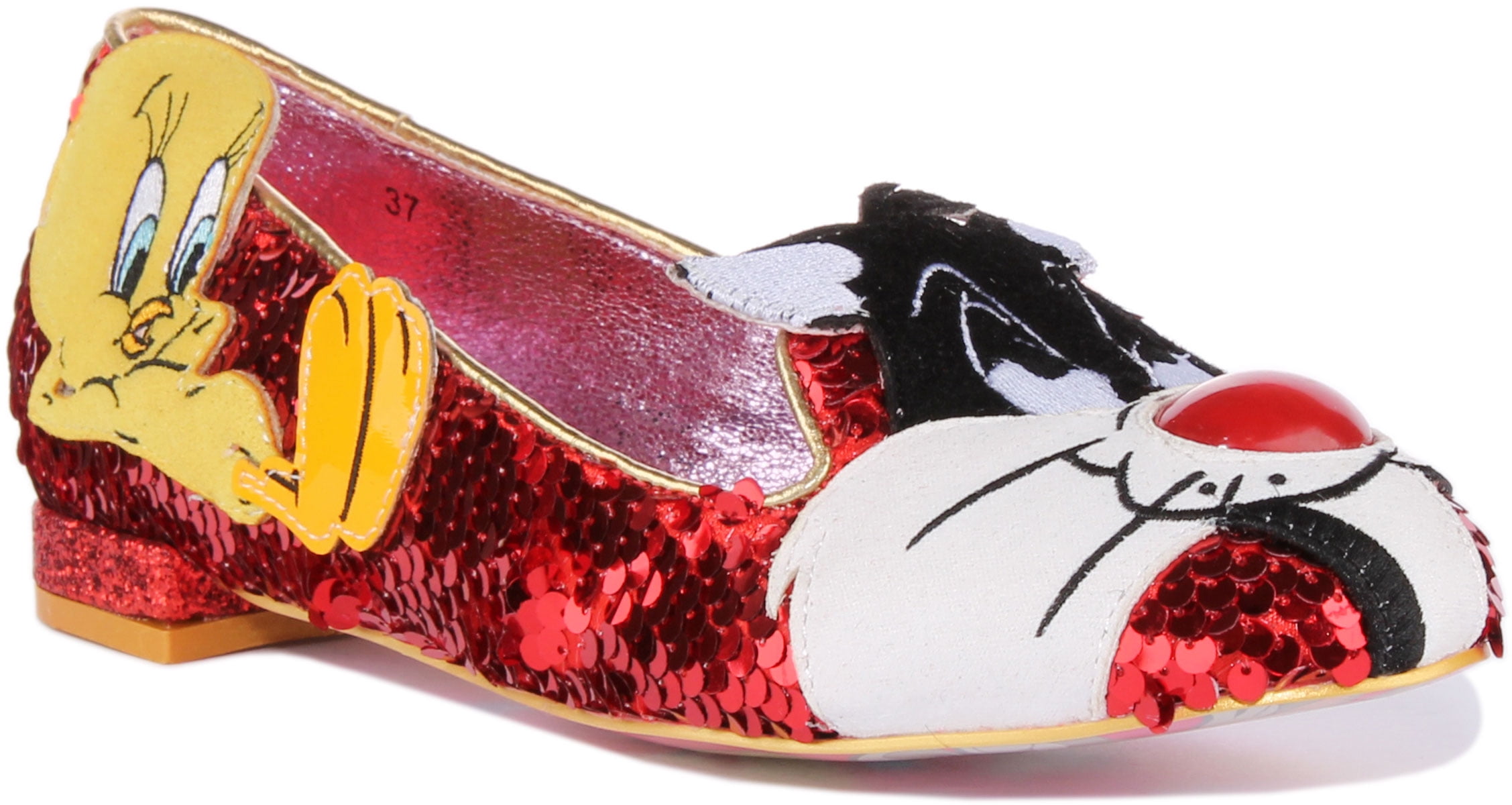 Irregular Choice I Tawt I Taw A Puddy Tat Women's Sequin Flat Shoes In ...