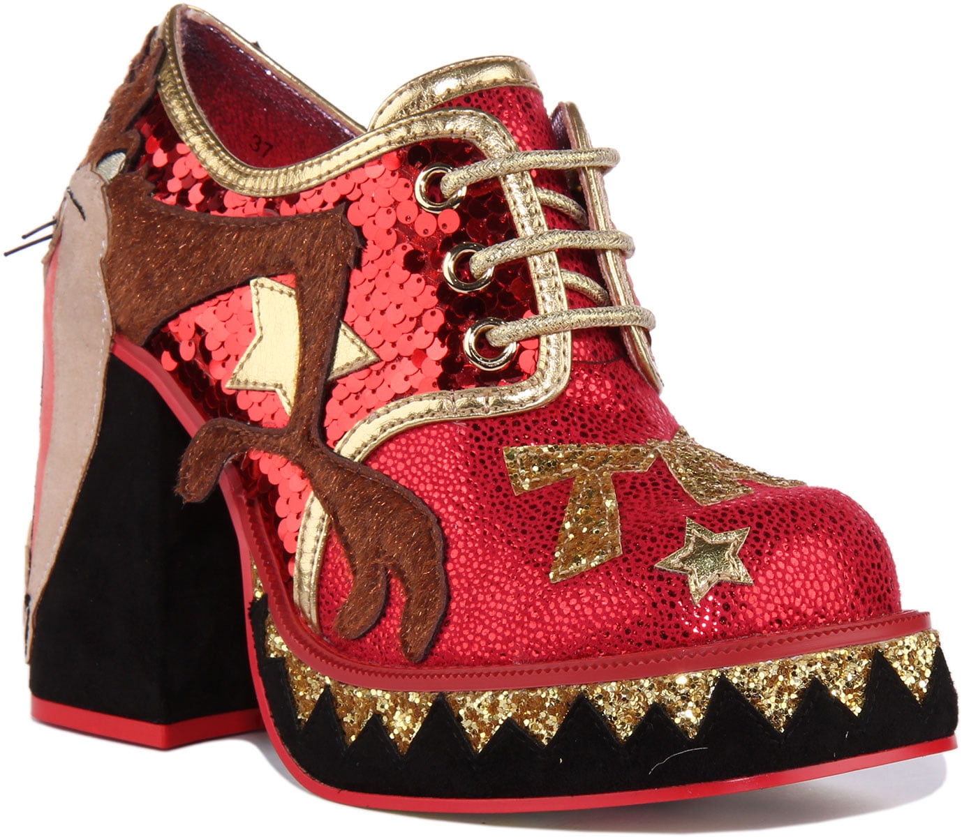 Irregular Choice Tazmanian Women's Lace Up Block Heel Sequin Shoes In ...