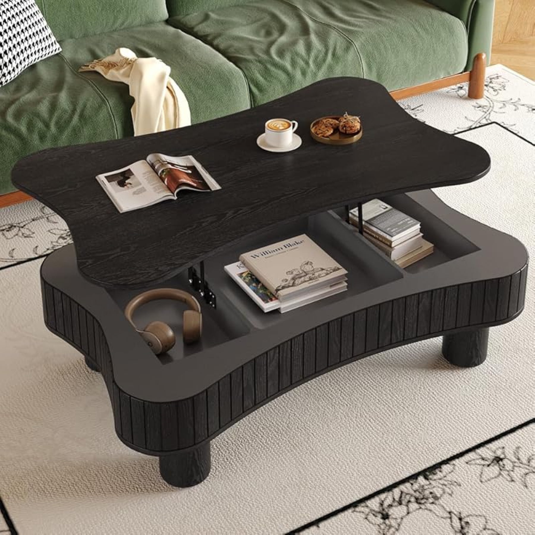 Irregular Coffee Table with Storage Cloud Coffee Table with Lifting Top ...