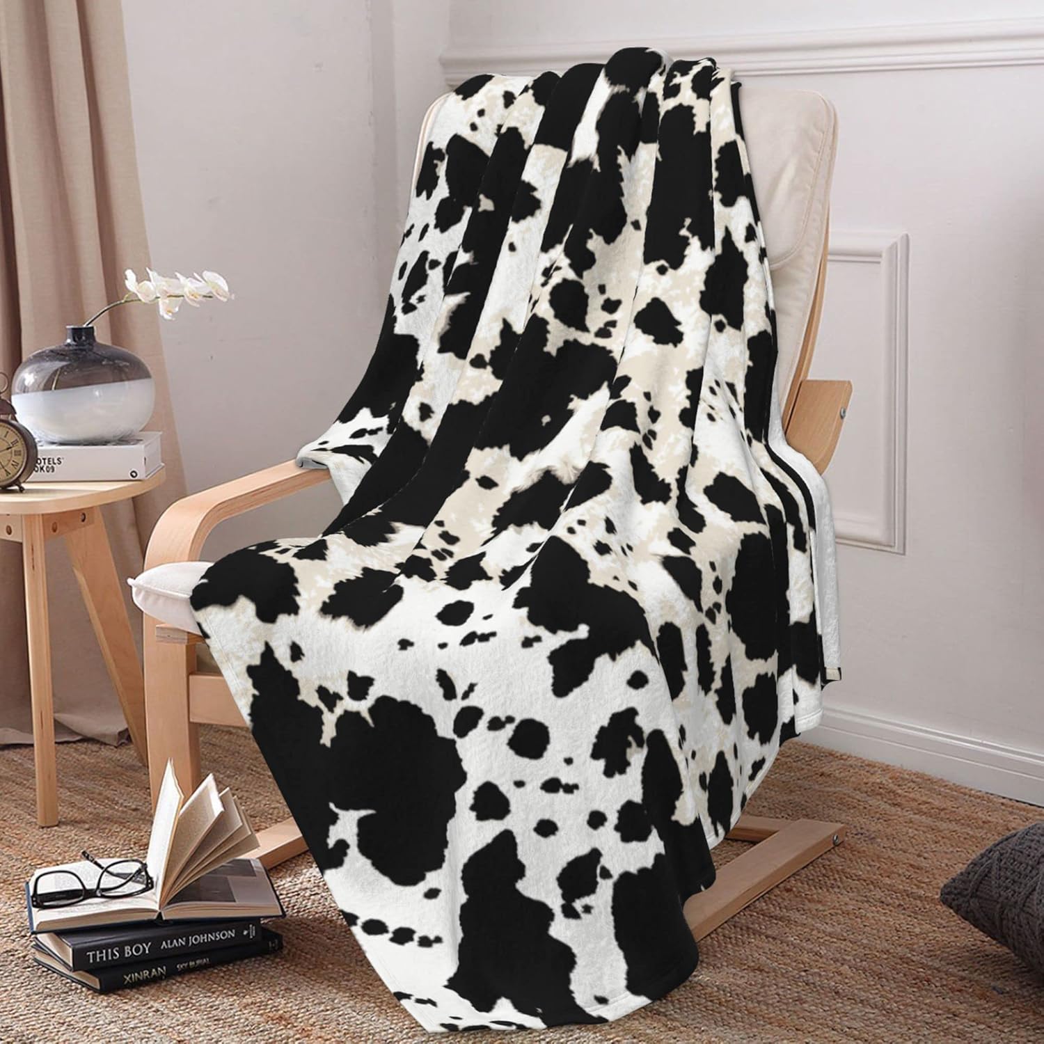 Irregular Cow Print Blanket for Couch Bed Throw Blanket, Aesthetic ...