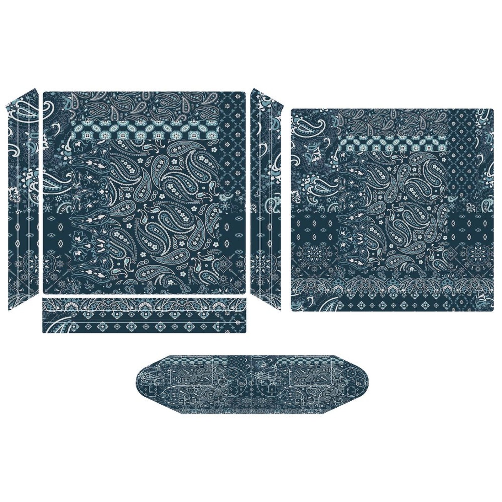 Irregular Dark Blue Paisley Bandana Print PS4 Pro/PS4 Slim Skin Sticker ...