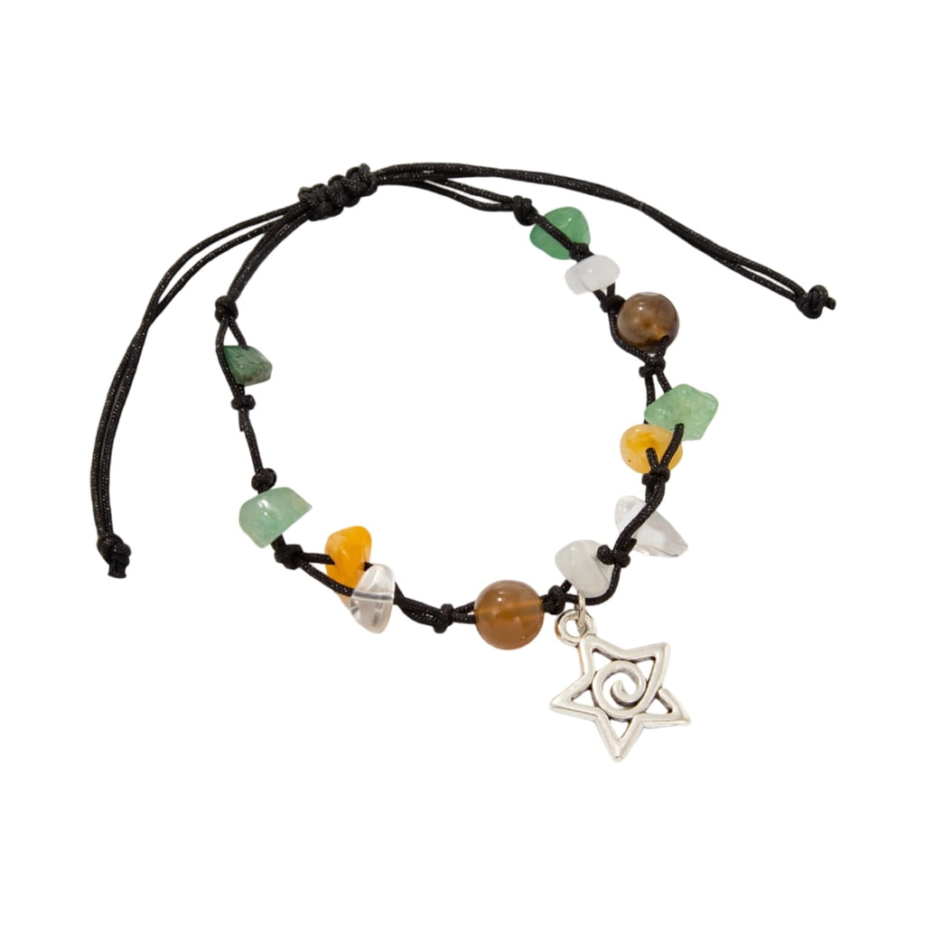 Irregular Gemstones Beadwork Bracelet With Bohemian Spirals Star Rope ...