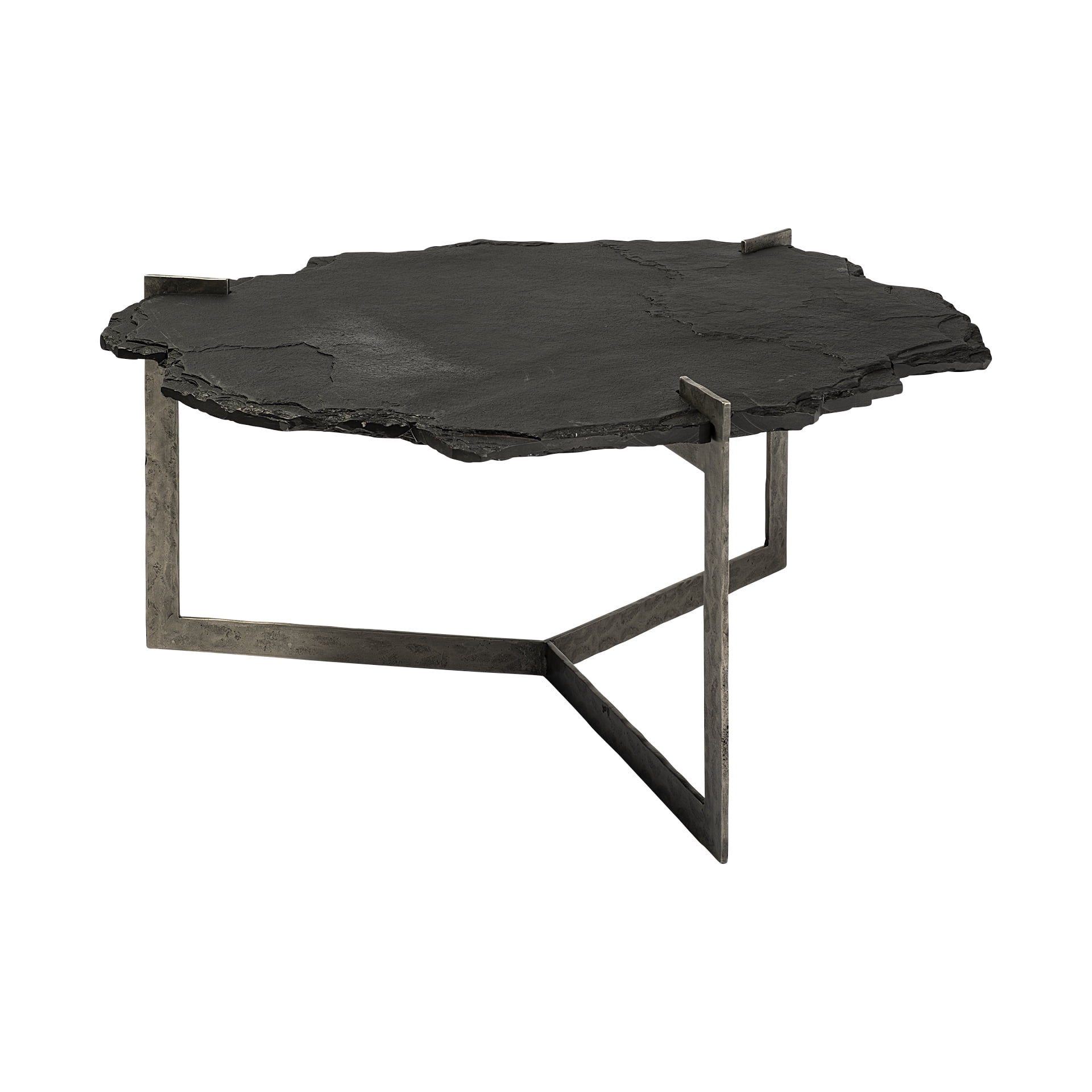 Irregular Live-Edge Slat w/Flat Iron Base Coffee Table Top - Walmart.com