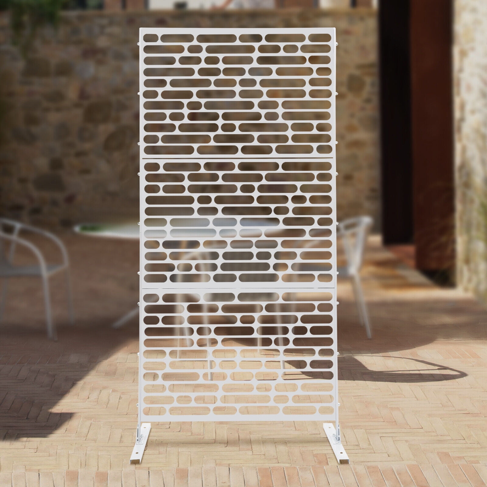 Irregular Oval Outdoor Decorative Panels, White Outdoor Privacy Fence ...