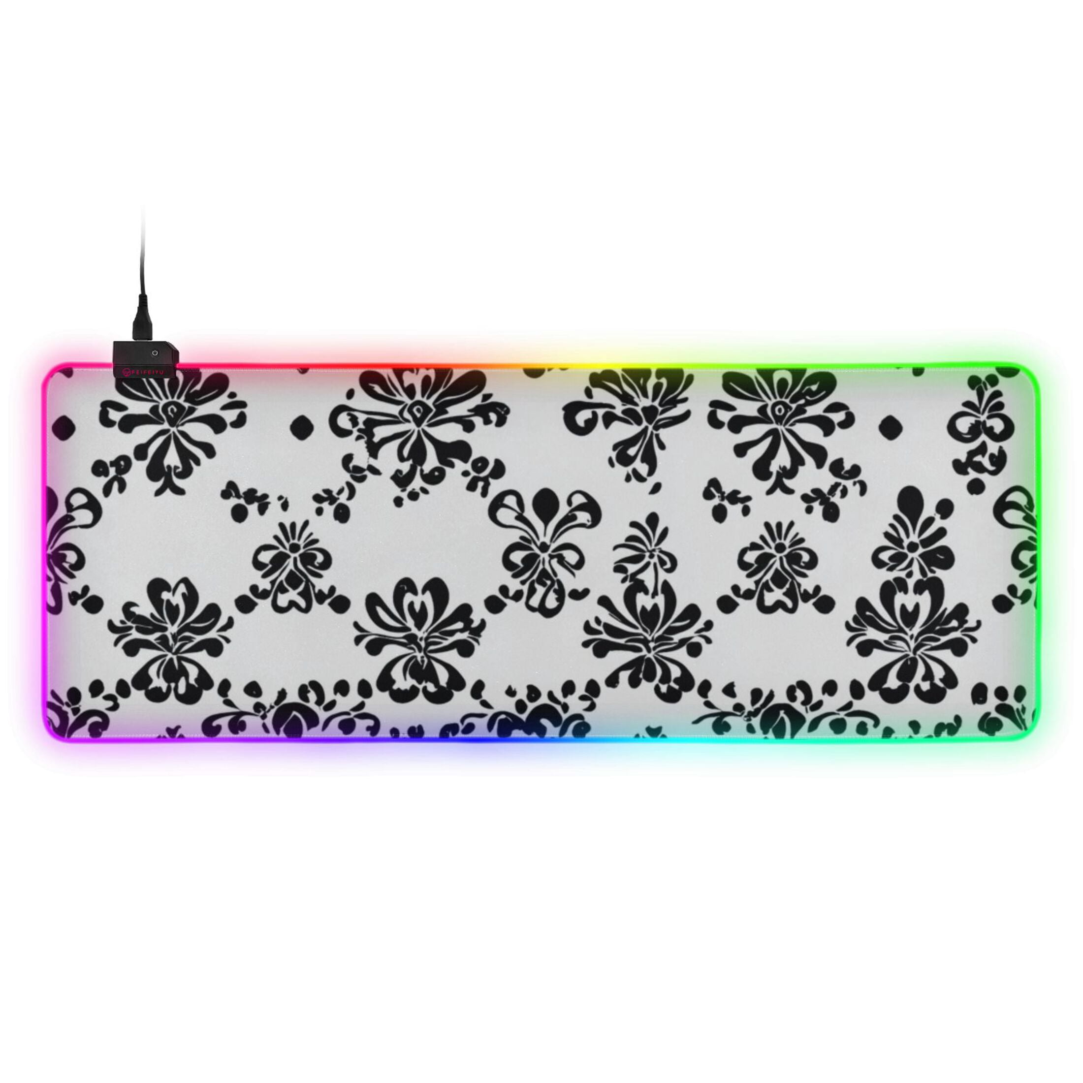 Irregular Pattern Black and White Print RGB Gaming Mouse Pad Large ...