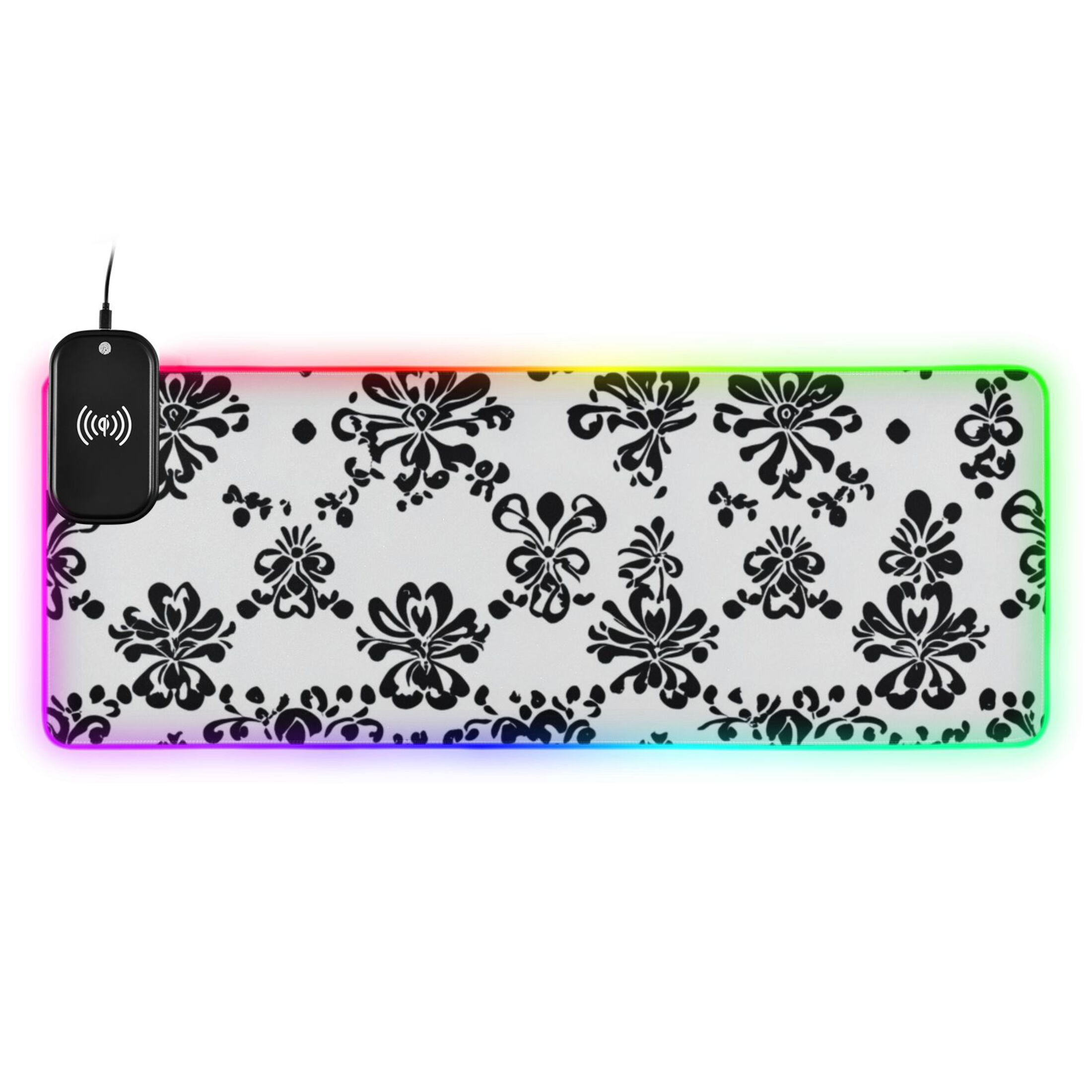 Irregular Pattern Black and White Print Wireless Charging RGB Gaming ...