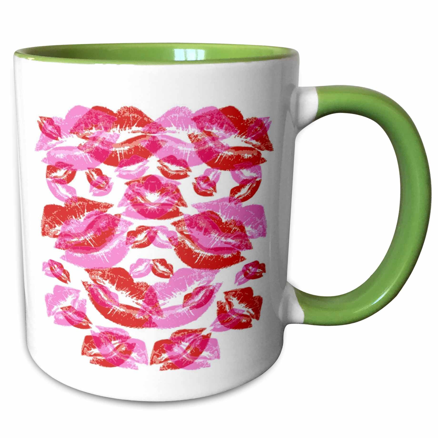 3drose, Irregular Pattern of Red and Pink Lipstick Kisses on White ...