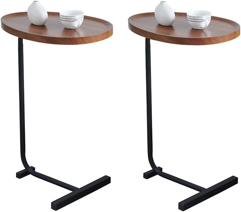 Irregular Round Side Table Set of 2, Telephone Table C Shaped End Table ...