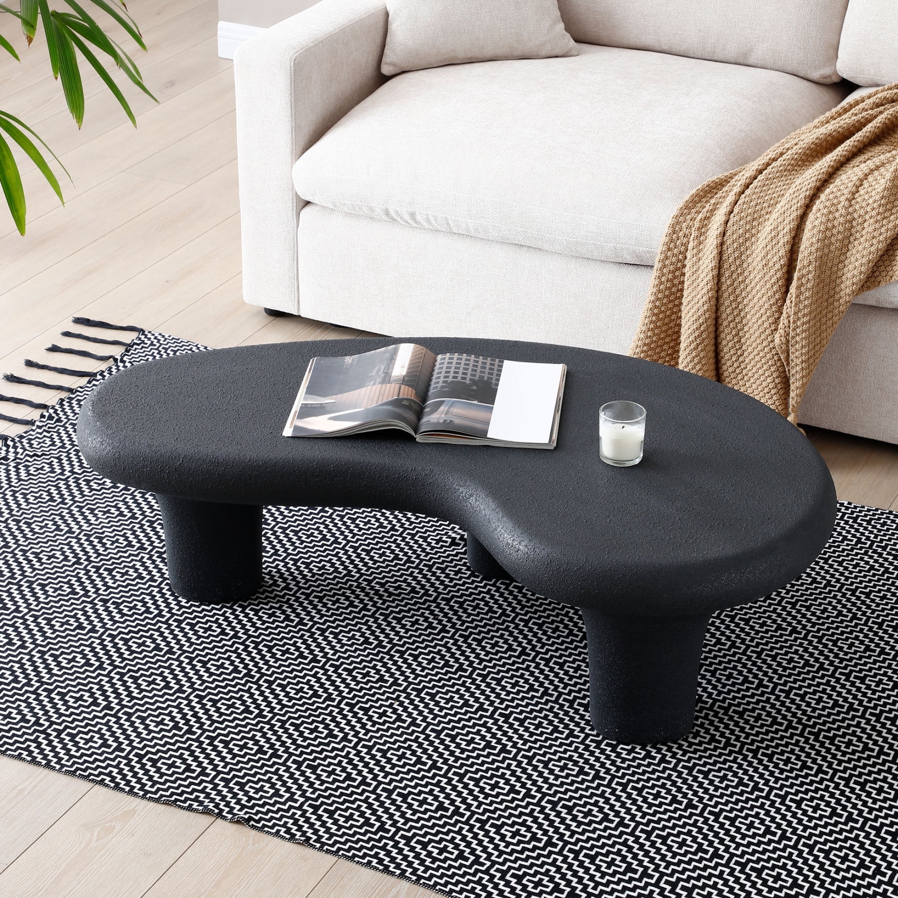 Irregular Shape End Table, Modern Accent Cocktail Table for Small Space ...