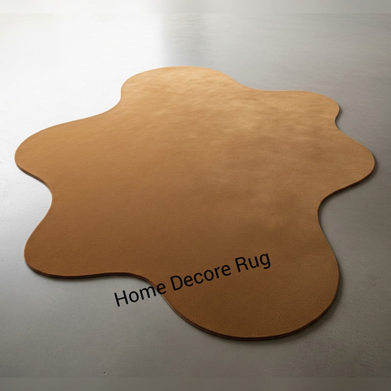 Irregular Shape Solid Gold Rug – Hand Tufted Plain Carpet for Modern ...