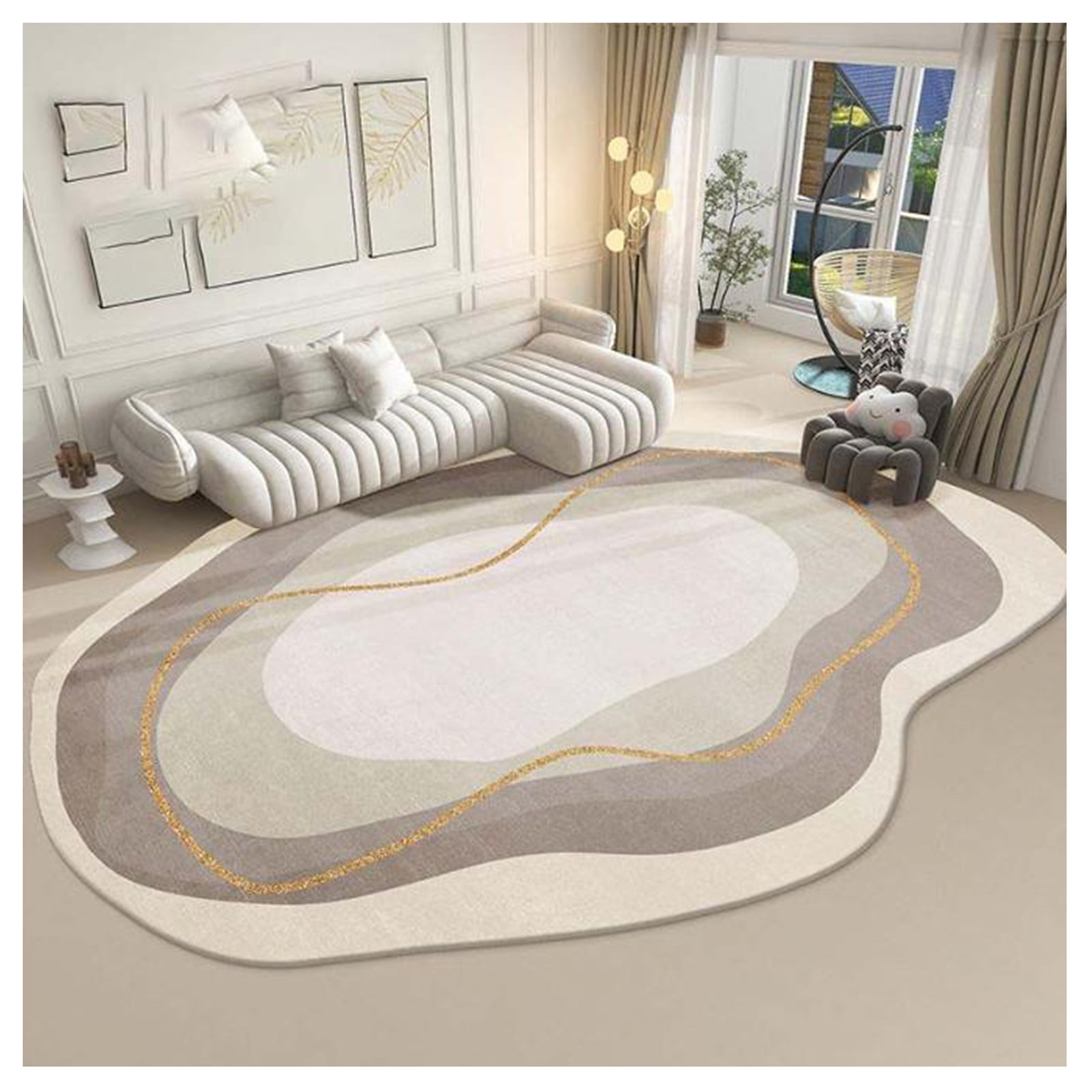 Irregular Shaped Rug, Modern Abstract Texture Rug for Living Room ...