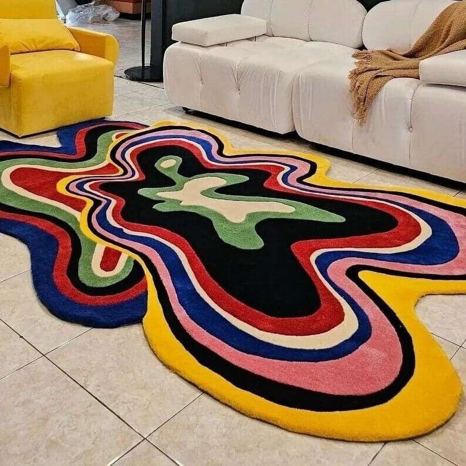 ALEF HOME Irregular Shaped Tufted Multicolor Area Rugs, 10x14 ft, Quick ...